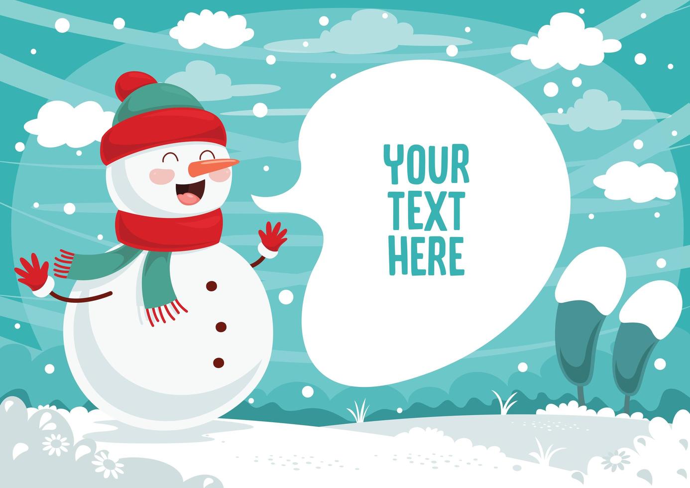 Snowman and Speech Bubble in Winter Landscape 1128649 Vector Art at ...