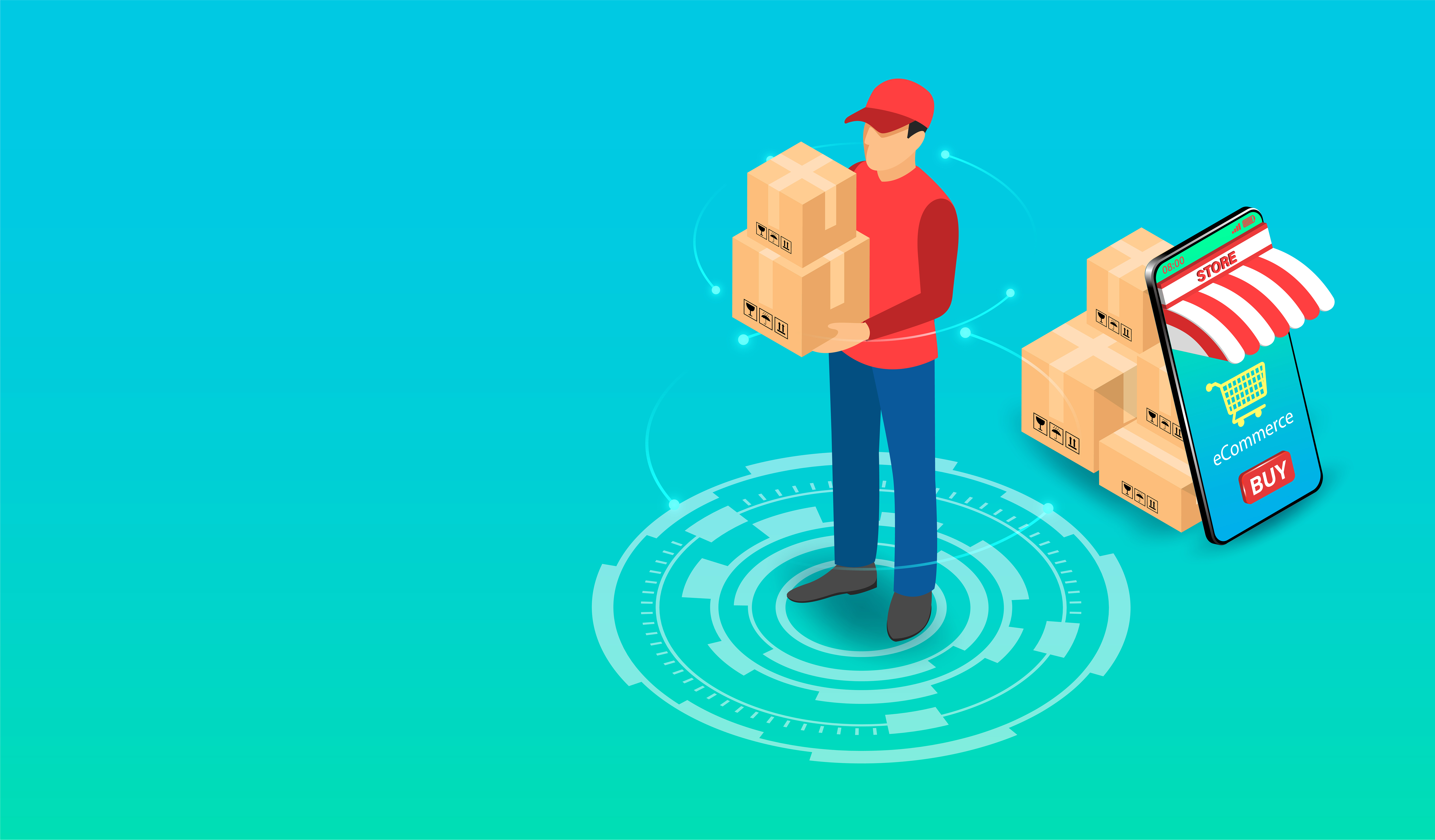 Parcel Delivery Person Holding Packages 1183464 Vector Art At Vecteezy