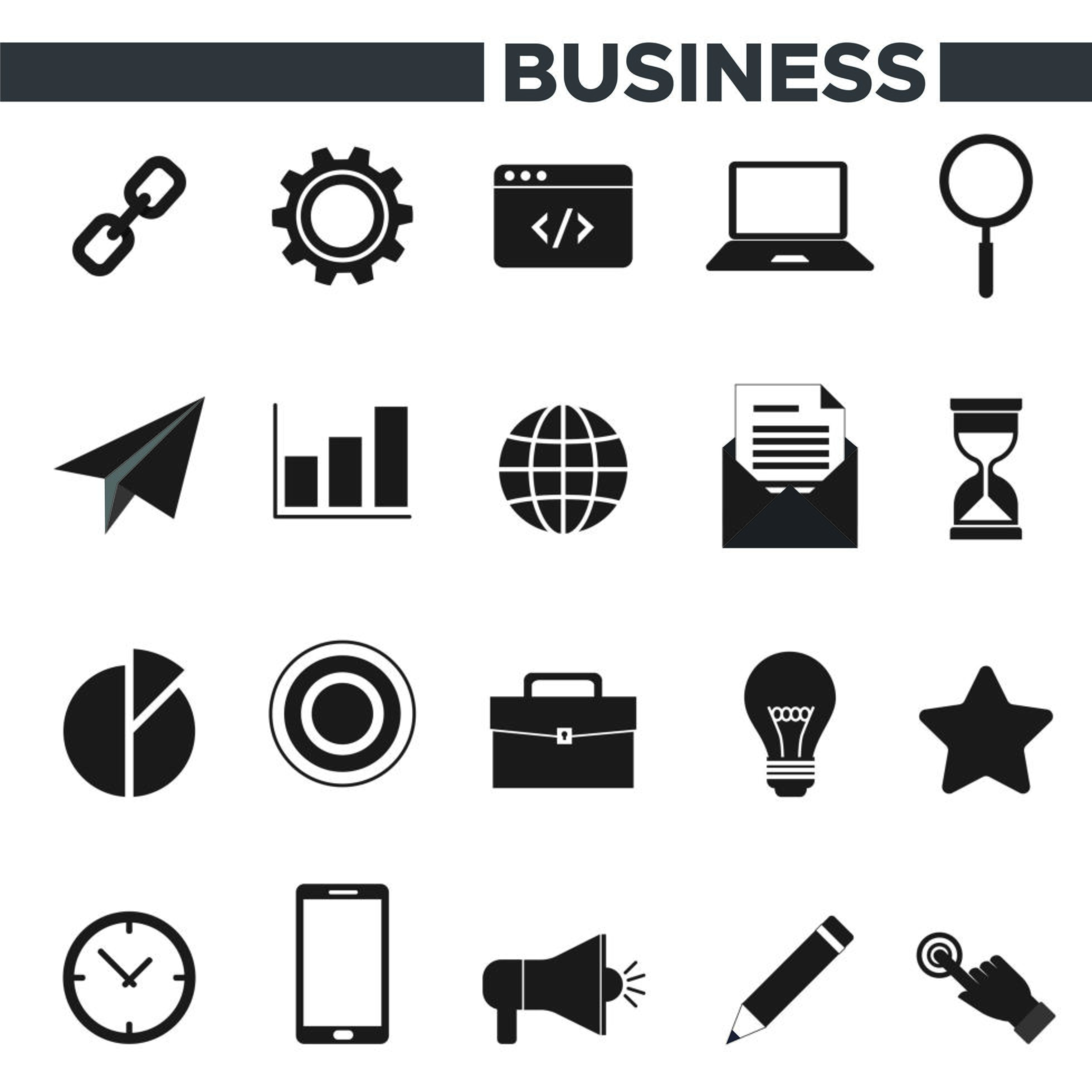 20 Business Icons Set 1185193 Vector Art at Vecteezy