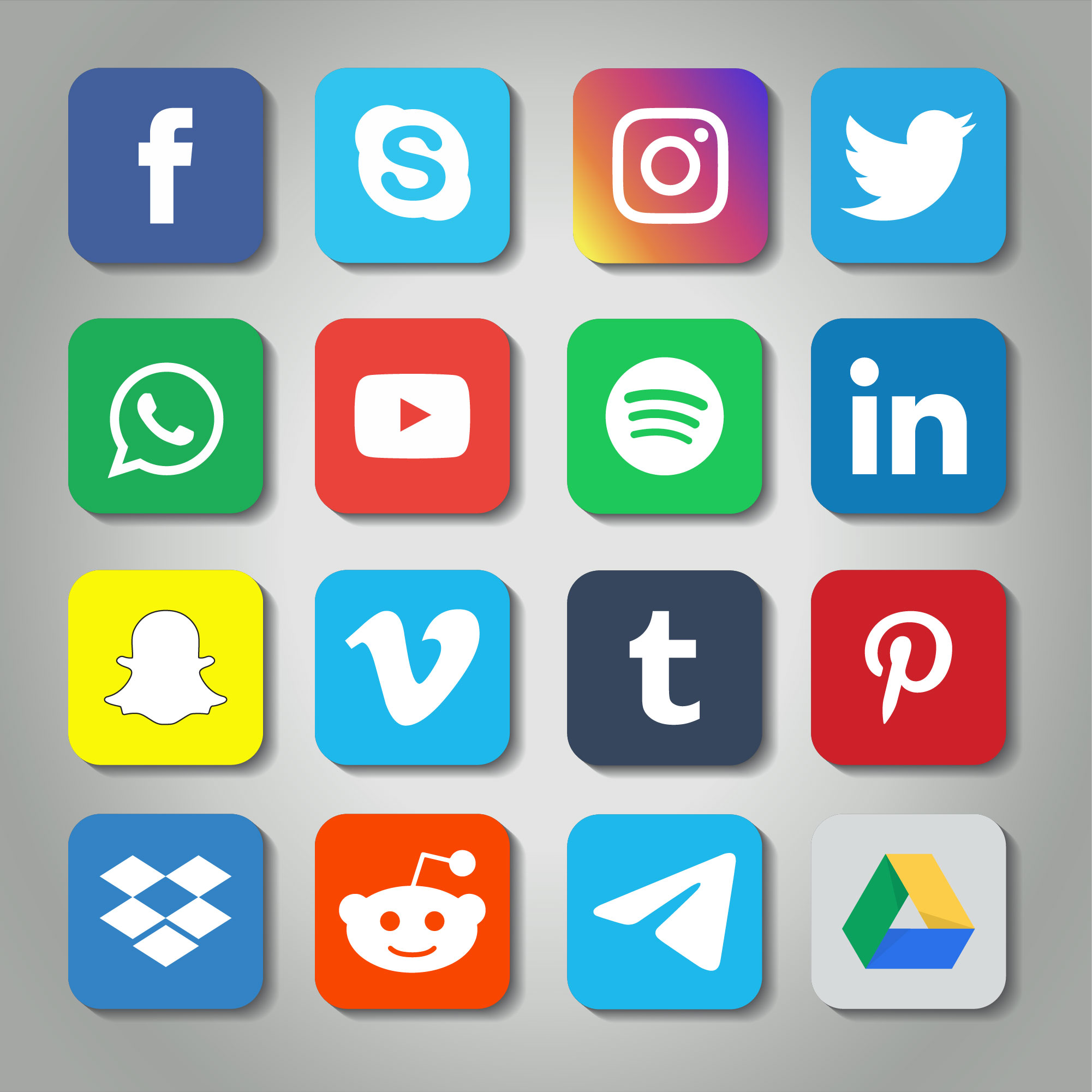 Rounded Square Social Media Icon Set 1213139 Vector Art at Vecteezy Rounded Square Social Media Icon Set 1213139 Vector Art at Vecteezy