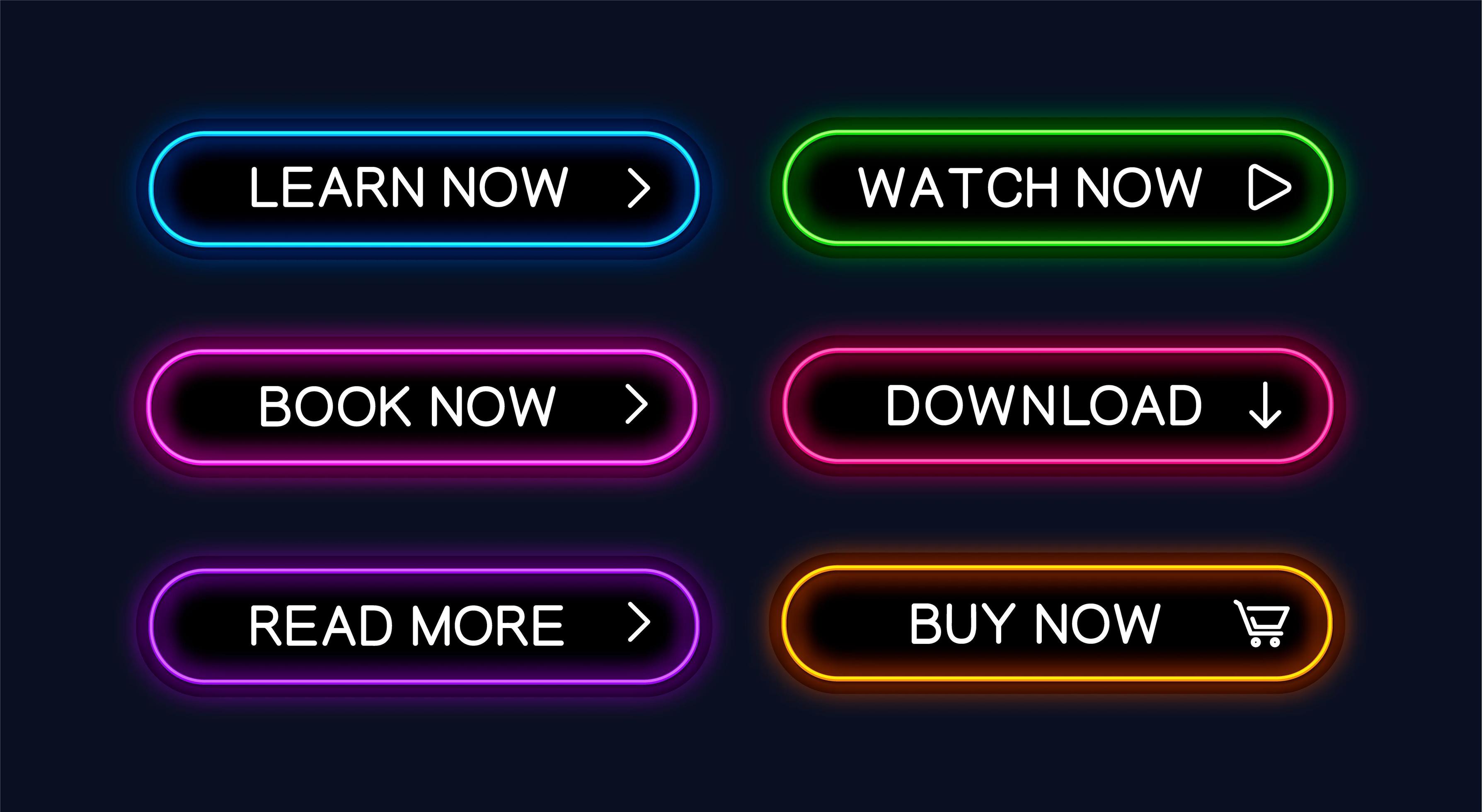 Set of neon outlined web buttons 1213227 Vector Art at Vecteezy