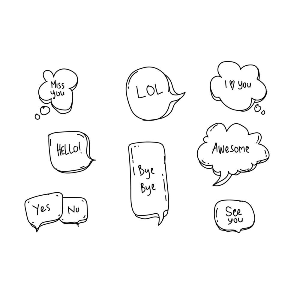 Hand Drawn Doodle Speech Bubble Set Download Free Vectors Clipart