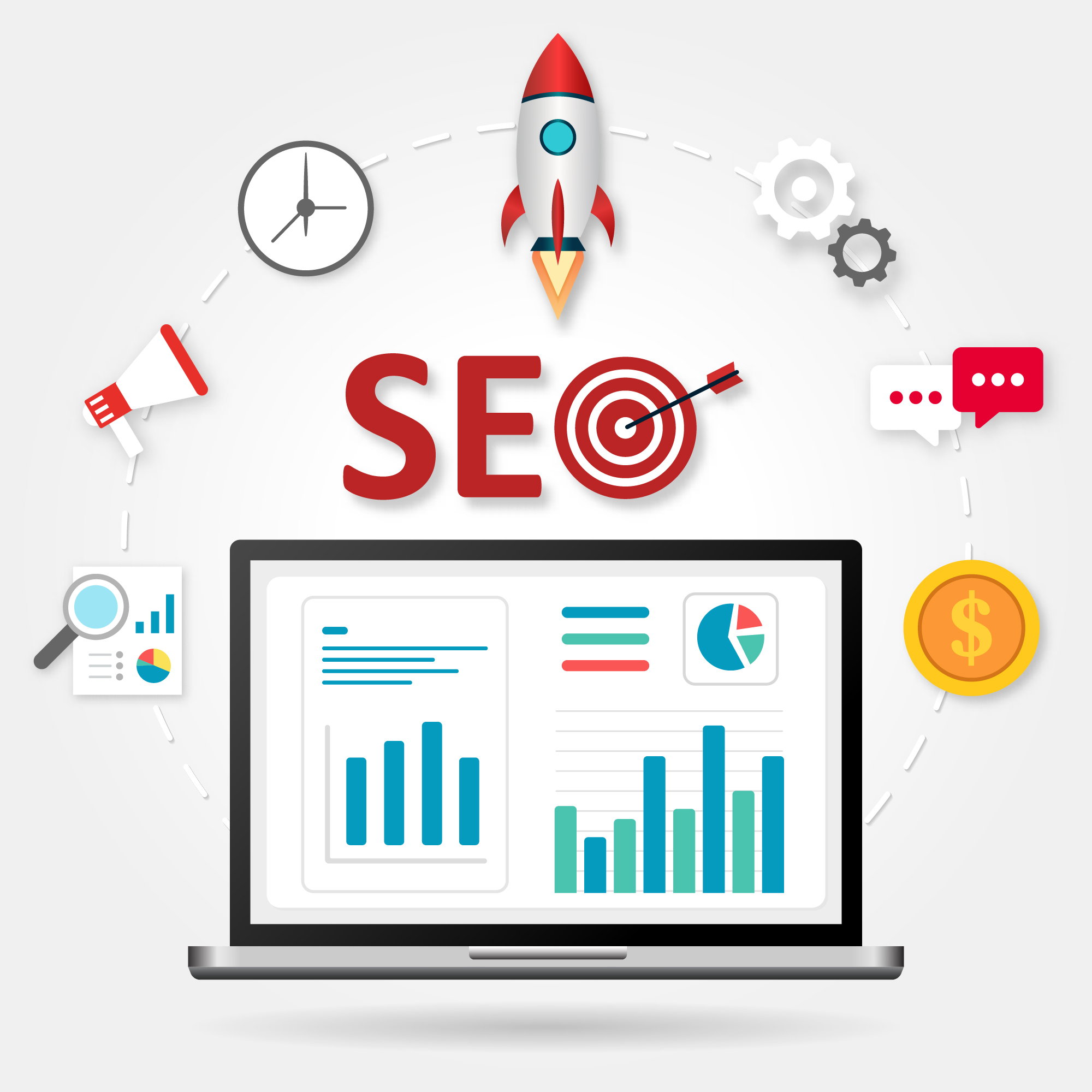 SEO design with rocket and elements around laptop 1220219 Vector Art at ... SEO design with rocket and elements around laptop 1220219 Vector Art at ...