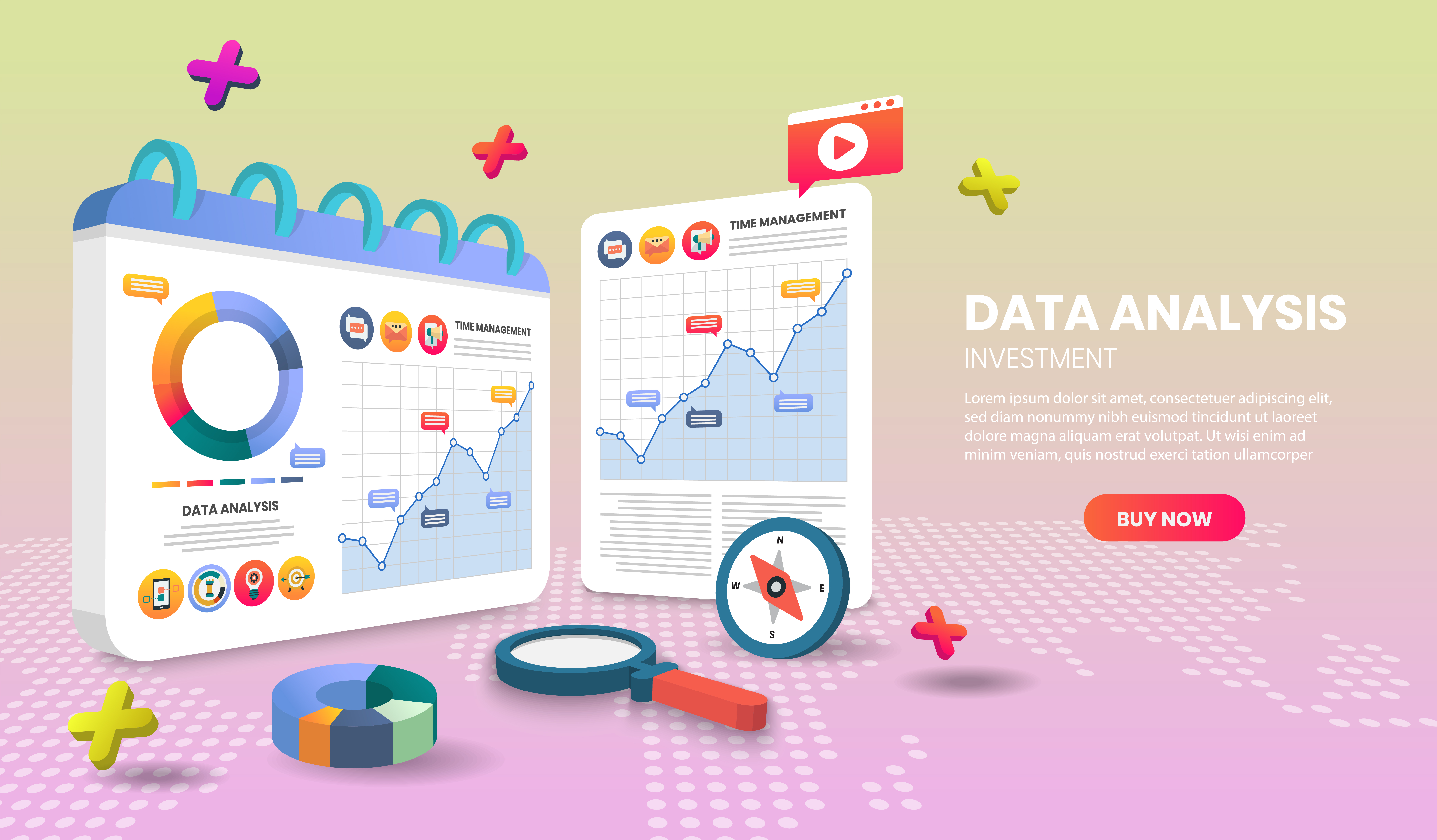 Data analysis landing page with charts 1220369 Vector Art at Vecteezy