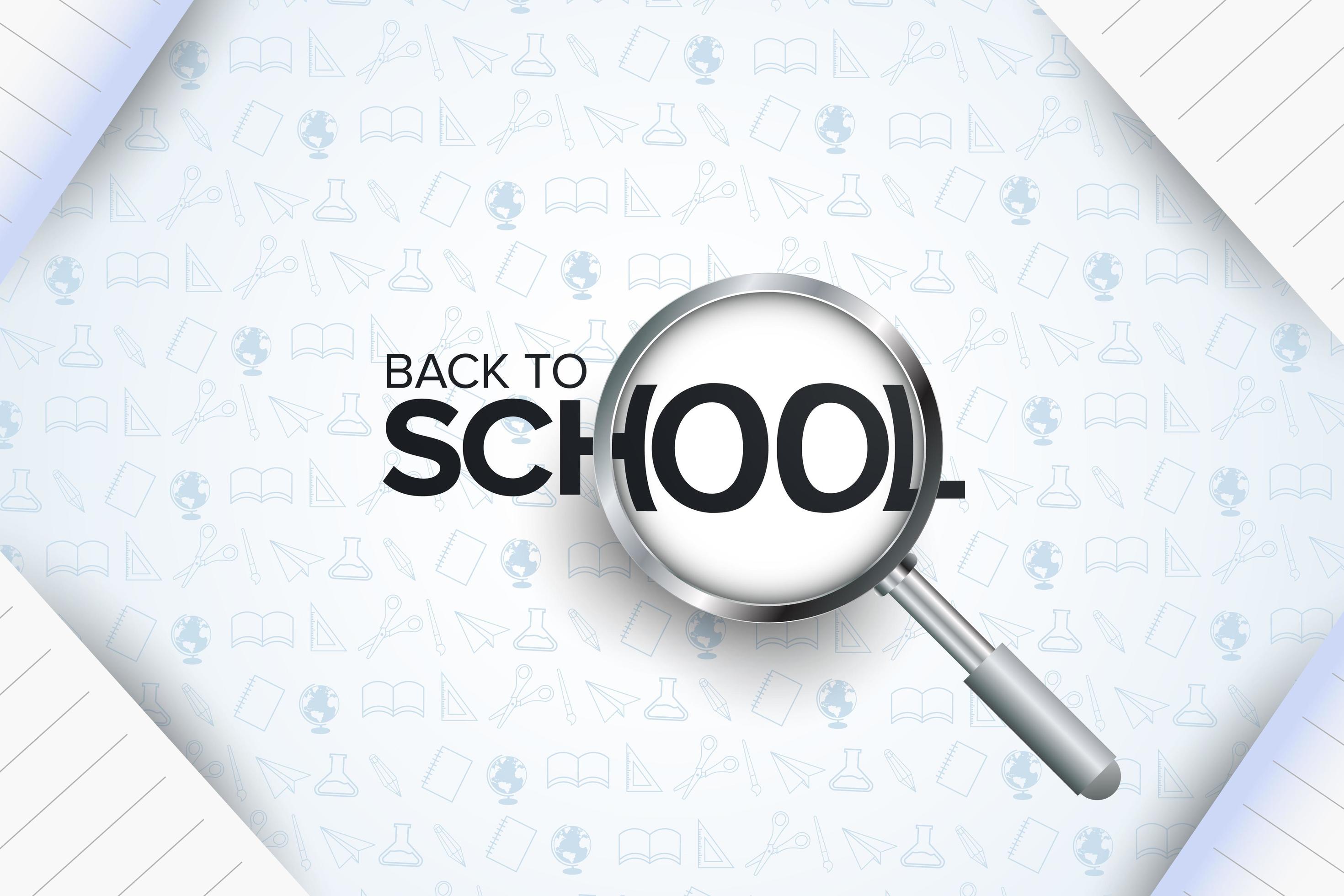 Back to school poster with magnifying glass 1220563 Vector Art at Vecteezy