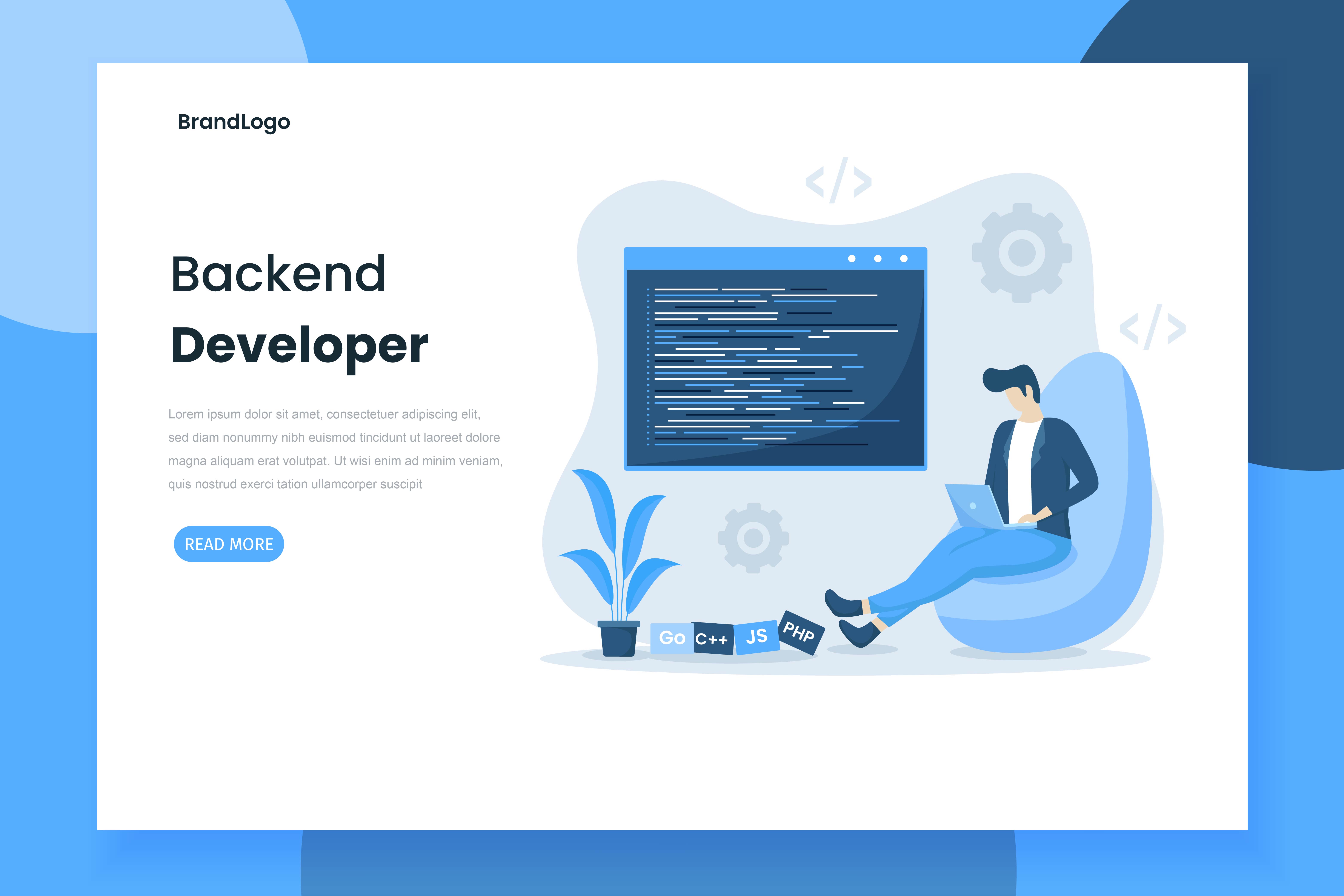 Flat design backend developer landing page 1222565 Vector Art at Vecteezy
