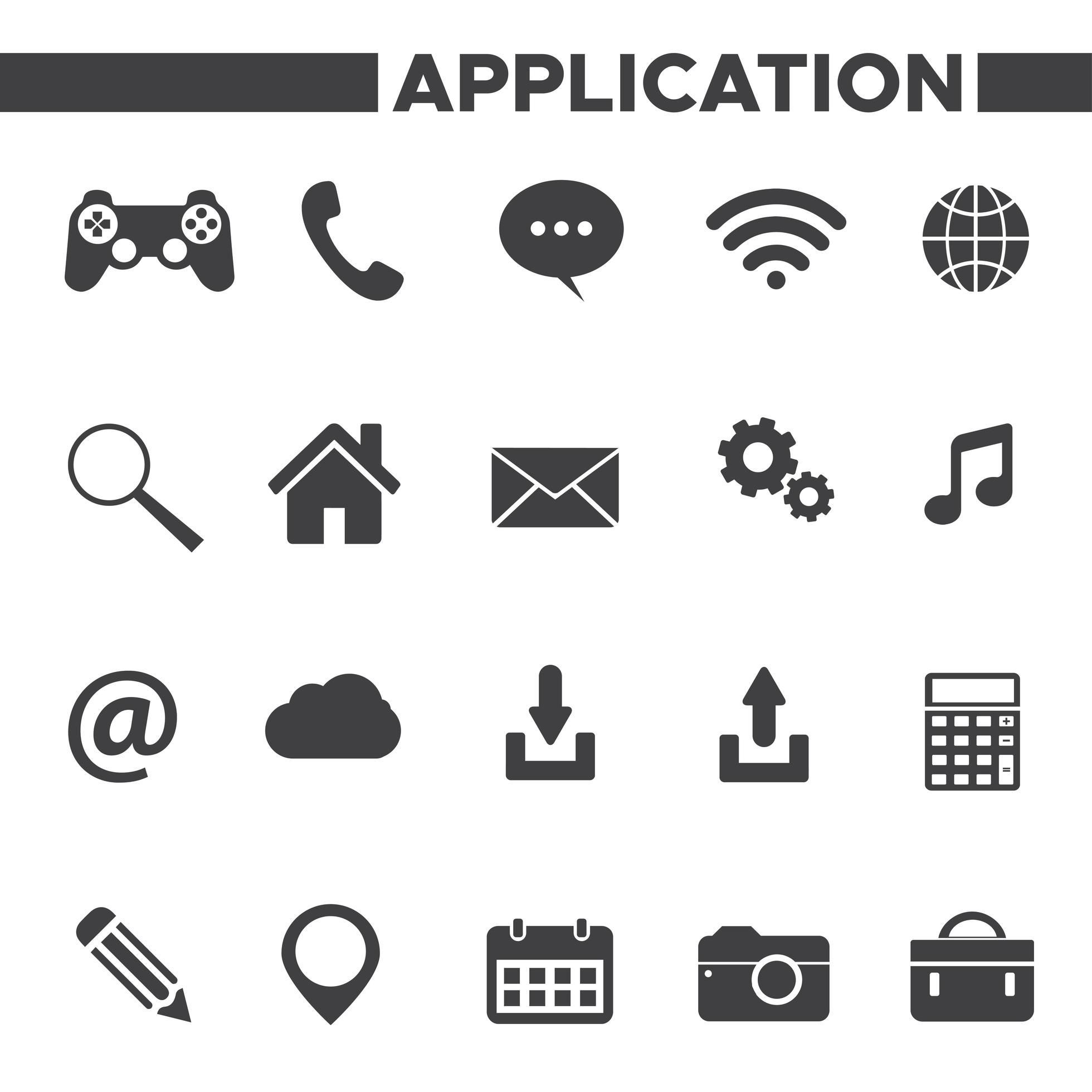 Set Of Application Icons 1222846 Vector Art at Vecteezy