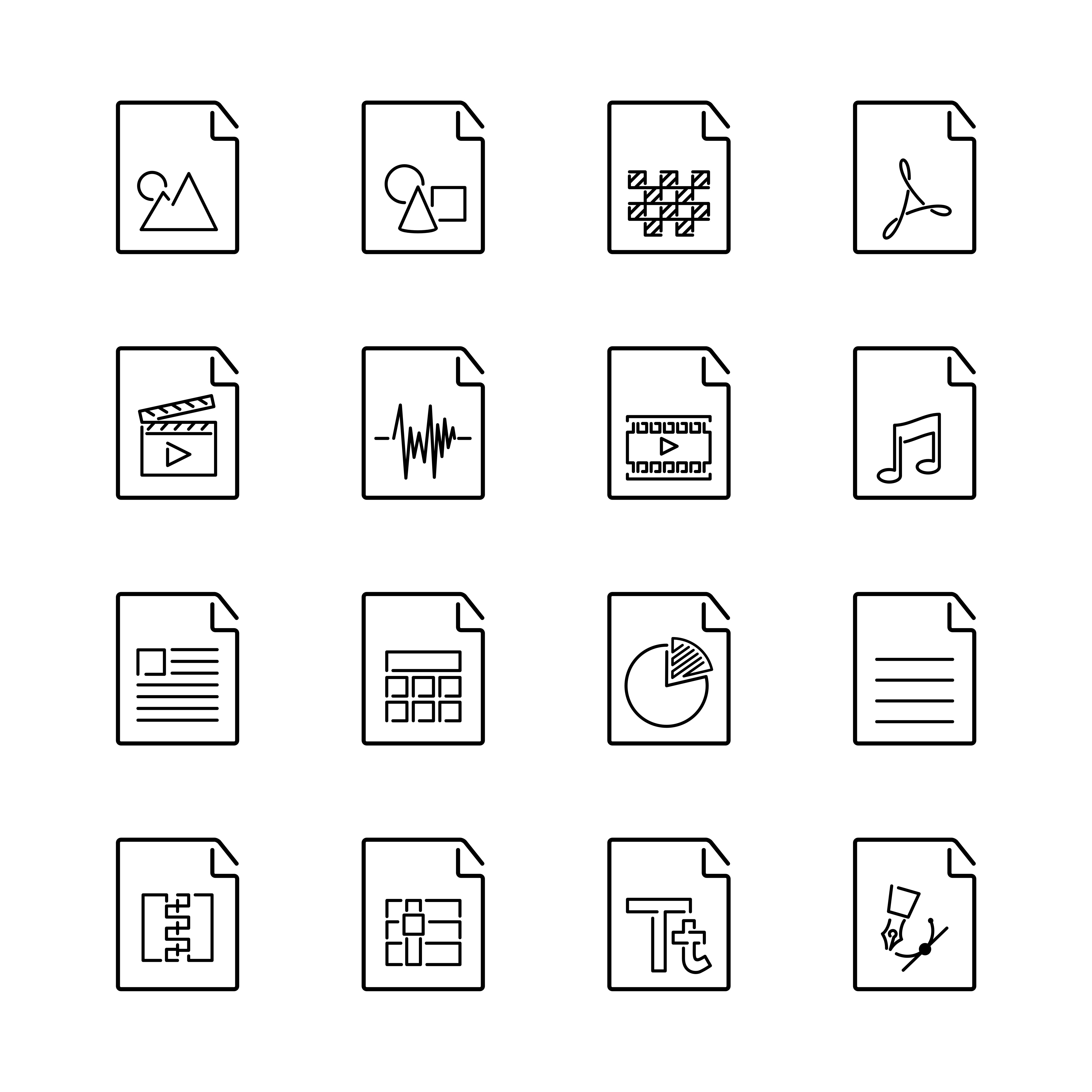 Set Of Basic File Extension Icons With Visual Symbol 1225261 Vector Art