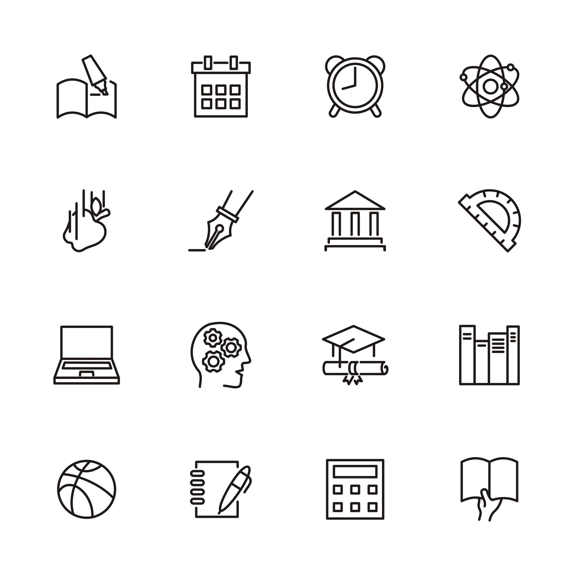 School and learning line icon set 1226034 Vector Art at Vecteezy