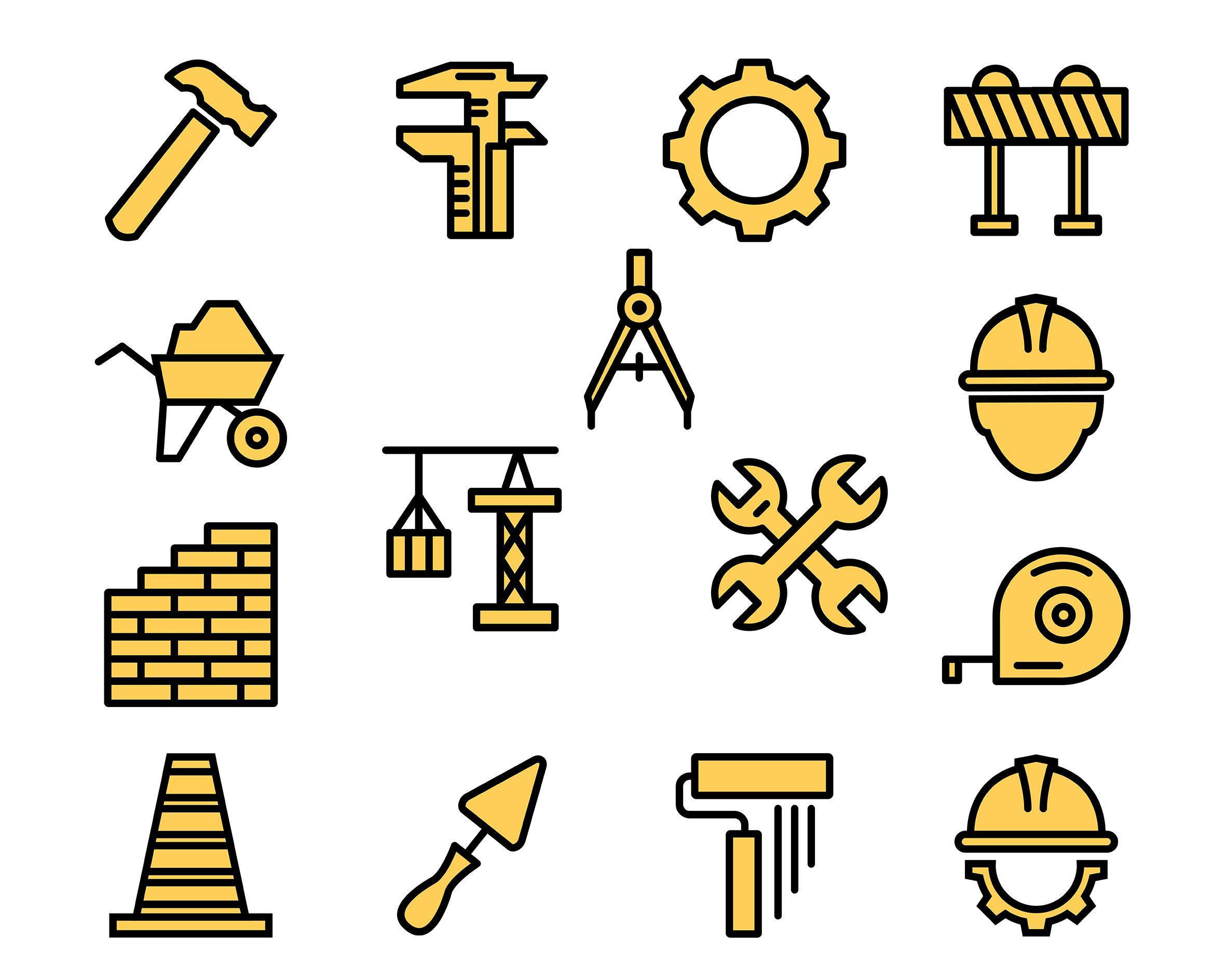 Construction icons set 1226242 Vector Art at Vecteezy Construction icons set 1226242 Vector Art at Vecteezy