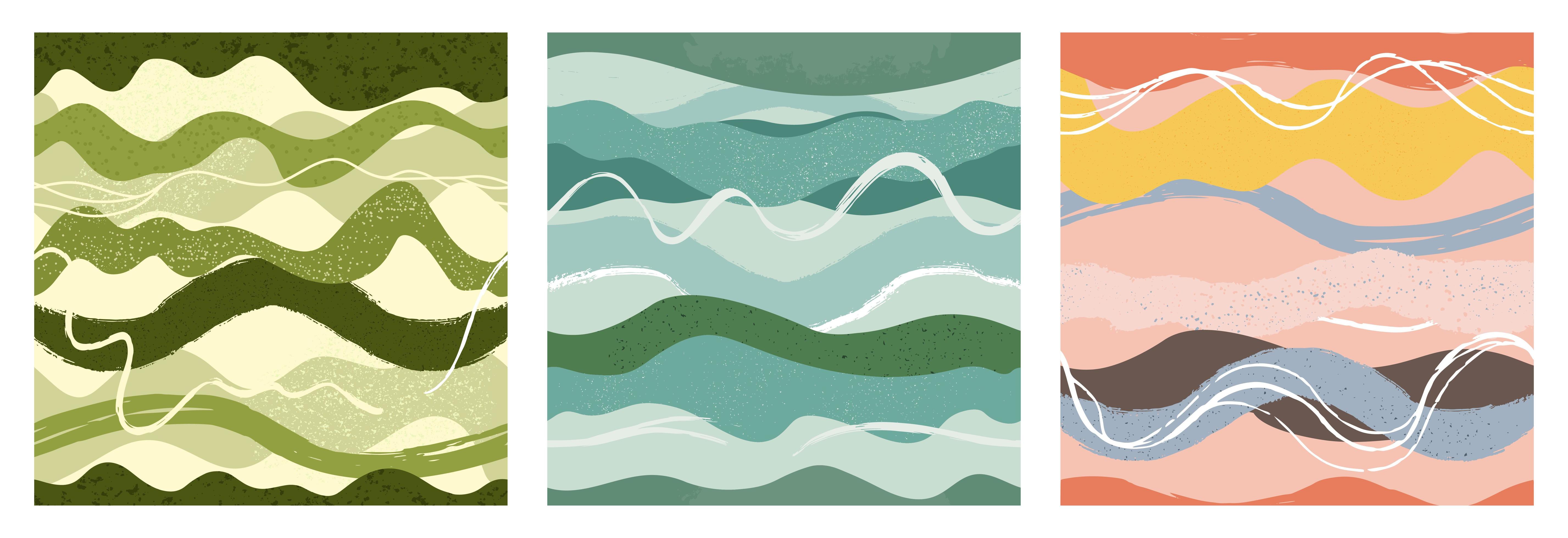 Set of hand drawn wavy line seamless patterns 1228624 Vector Art at ...