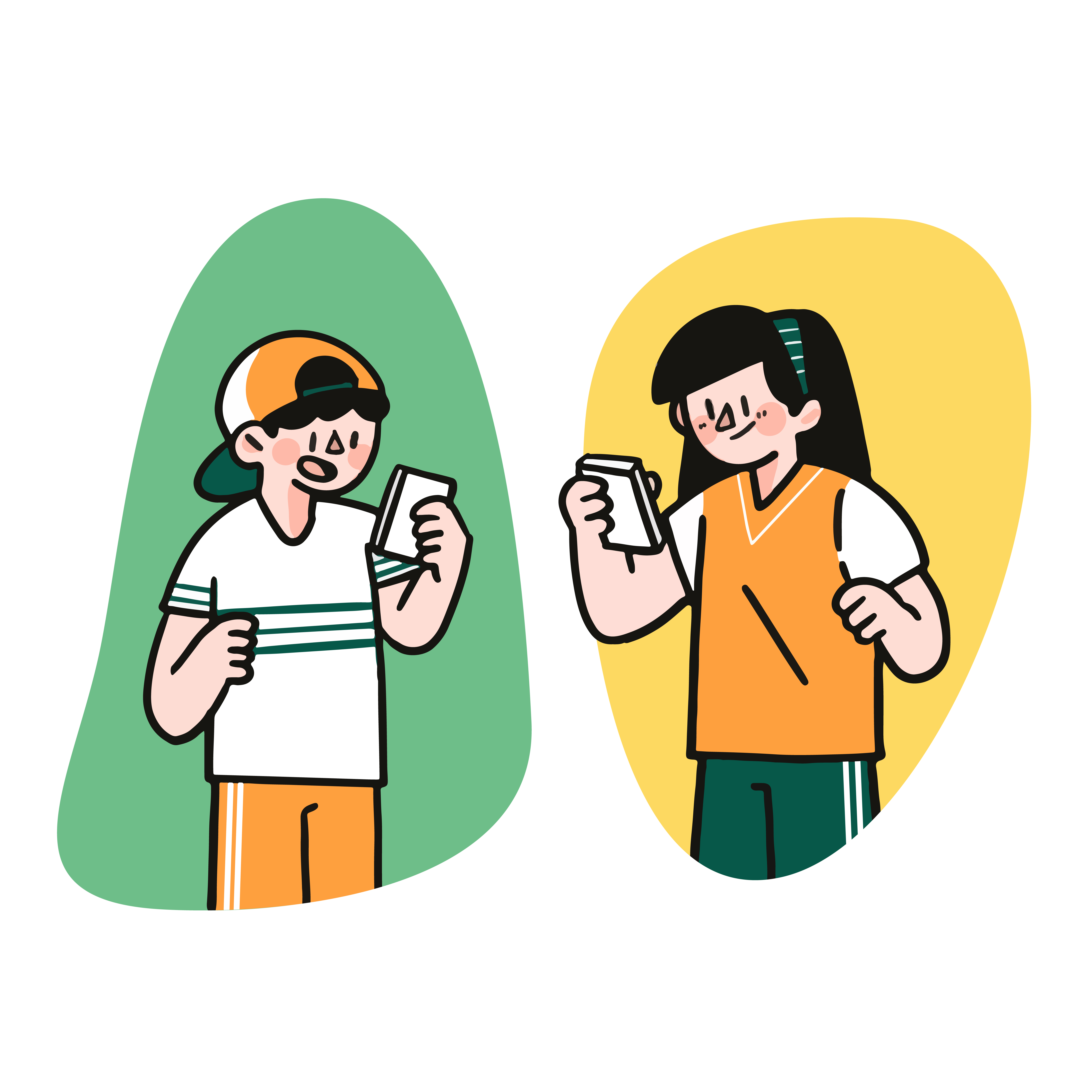 Young Boy and Girl Texting 1234756 Vector Art at Vecteezy