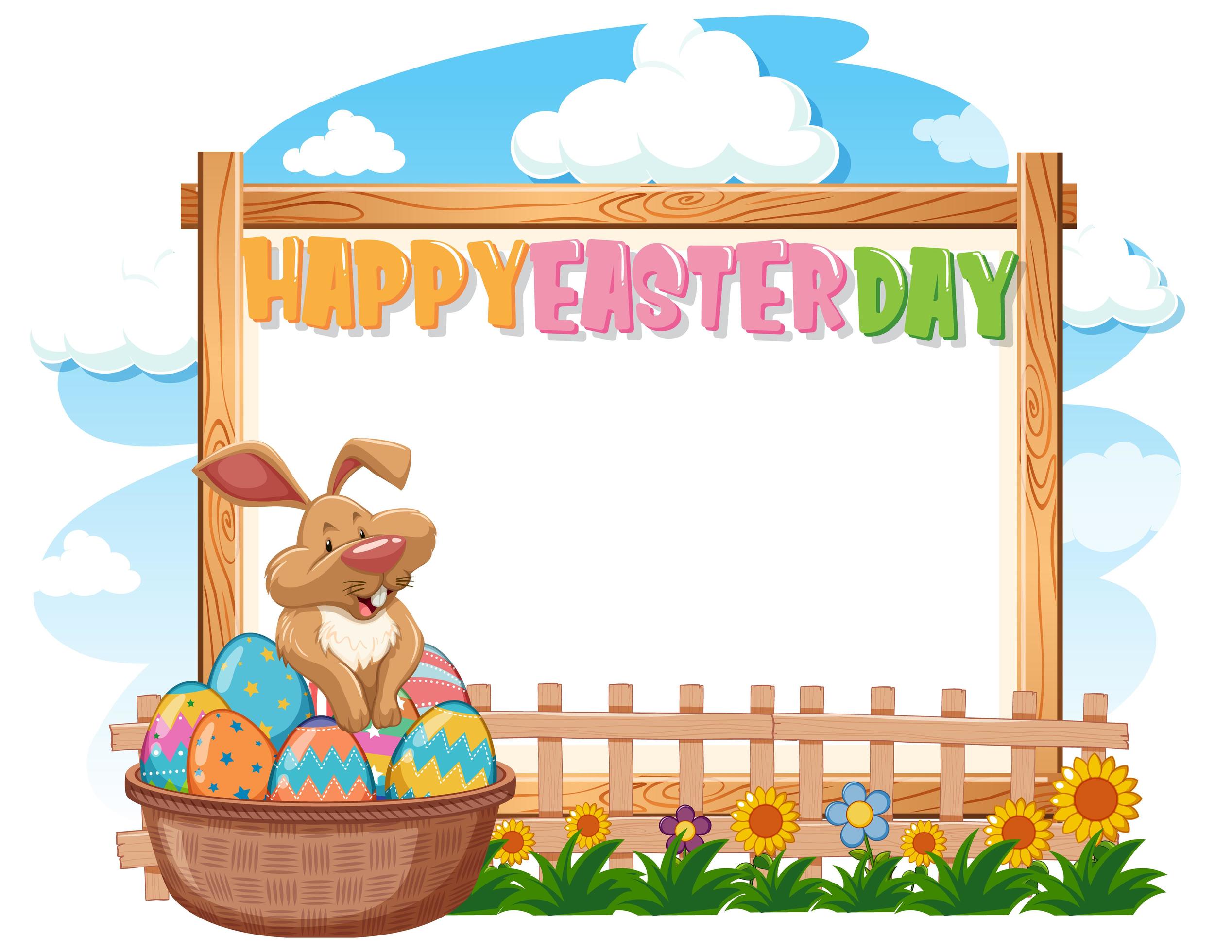 Border template design with bunny and easter eggs 1235377 Vector Art at ...