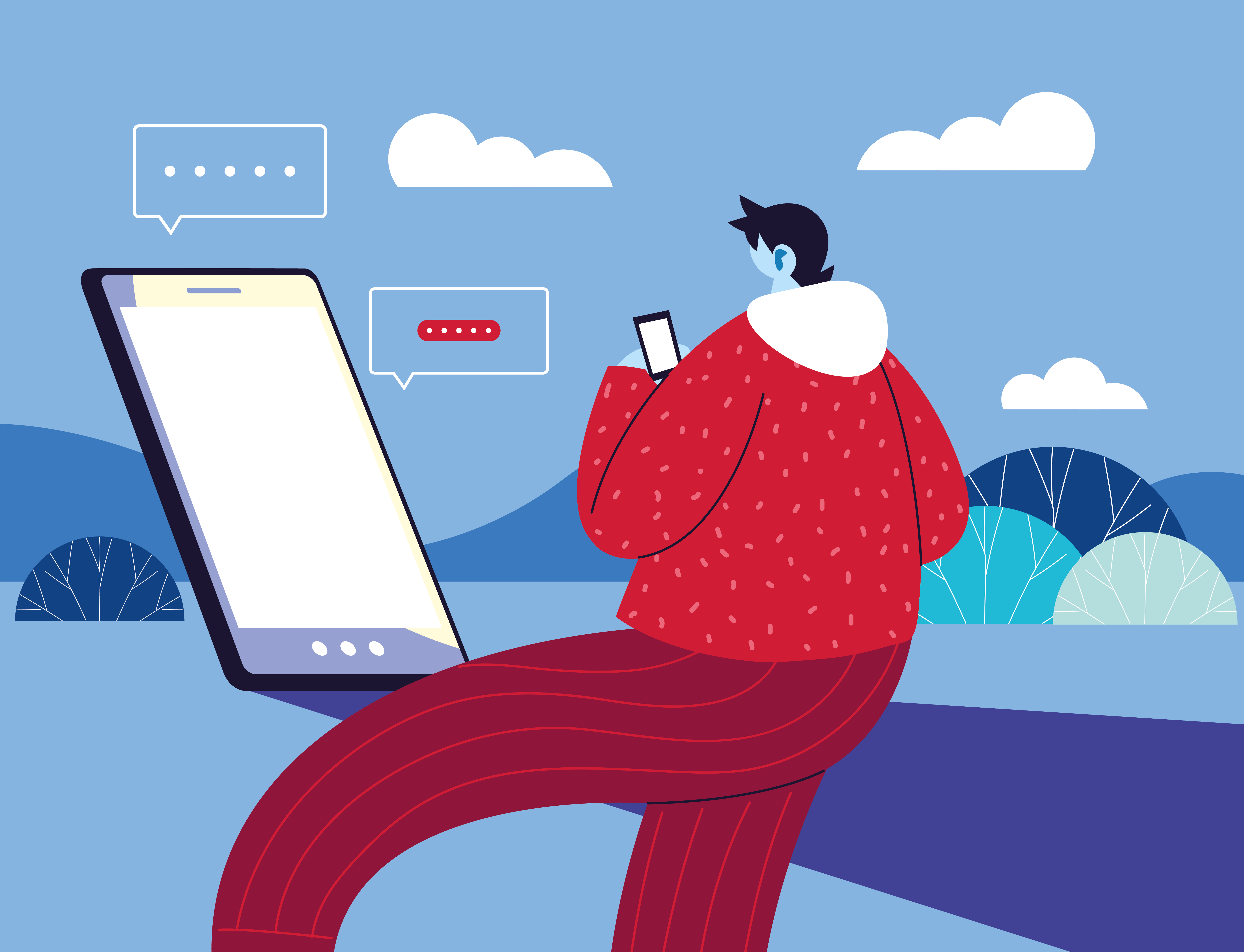 Man with smartphone texting 1236119 Vector Art at Vecteezy