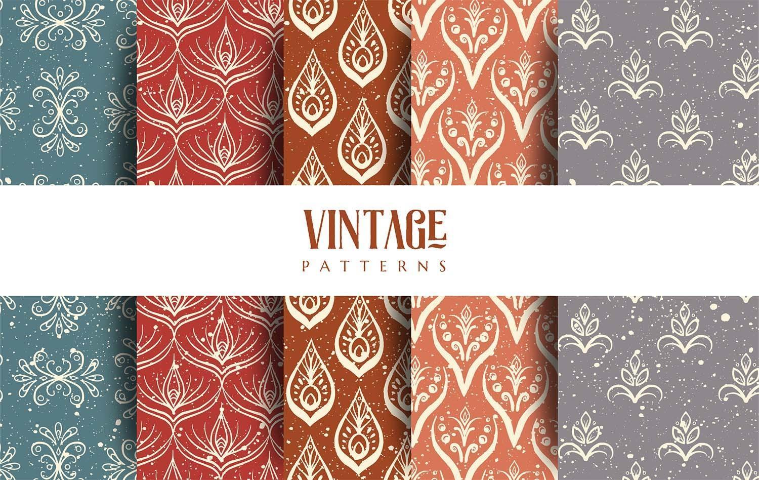 Five Vintage Pattern Design Pack 1236509 Vector Art at Vecteezy