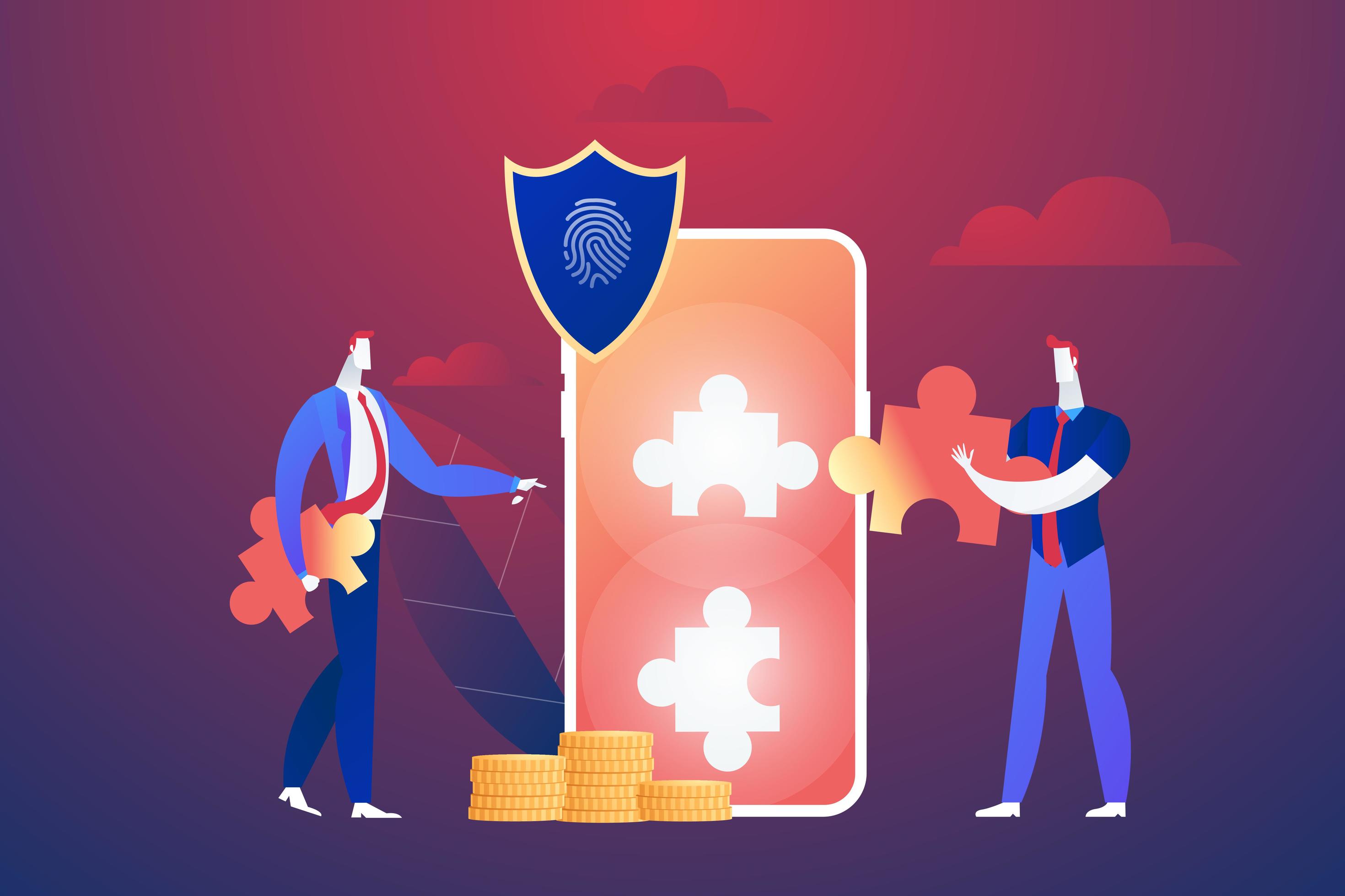 Programmer with jigsaw shield system monitoring network traffic 1236540 Vector Art at Vecteezy