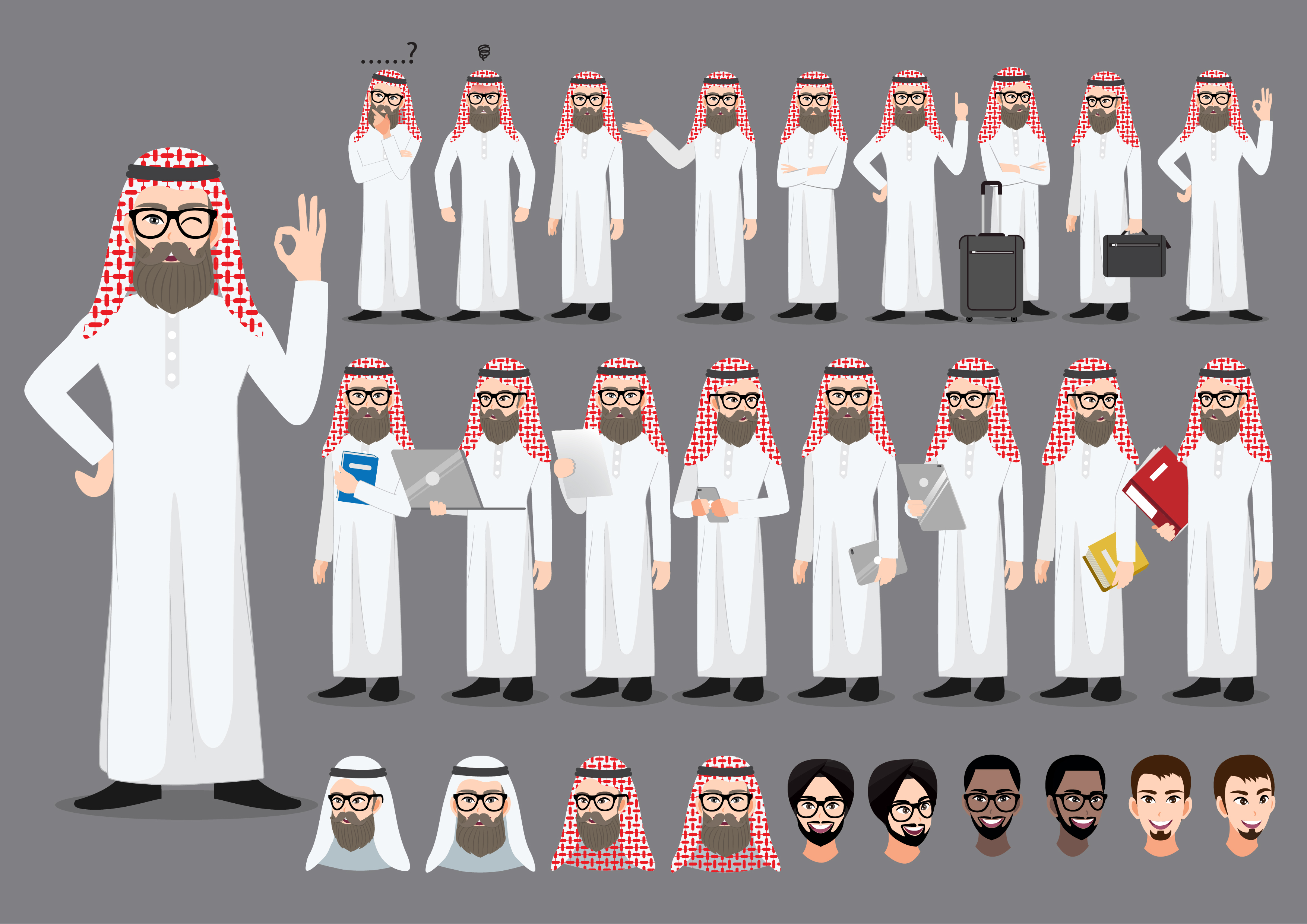 Saudi Arab businessman cartoon character set 1241623 Vector Art at Vecteezy Saudi Arab businessman cartoon character set 1241623 Vector Art at Vecteezy