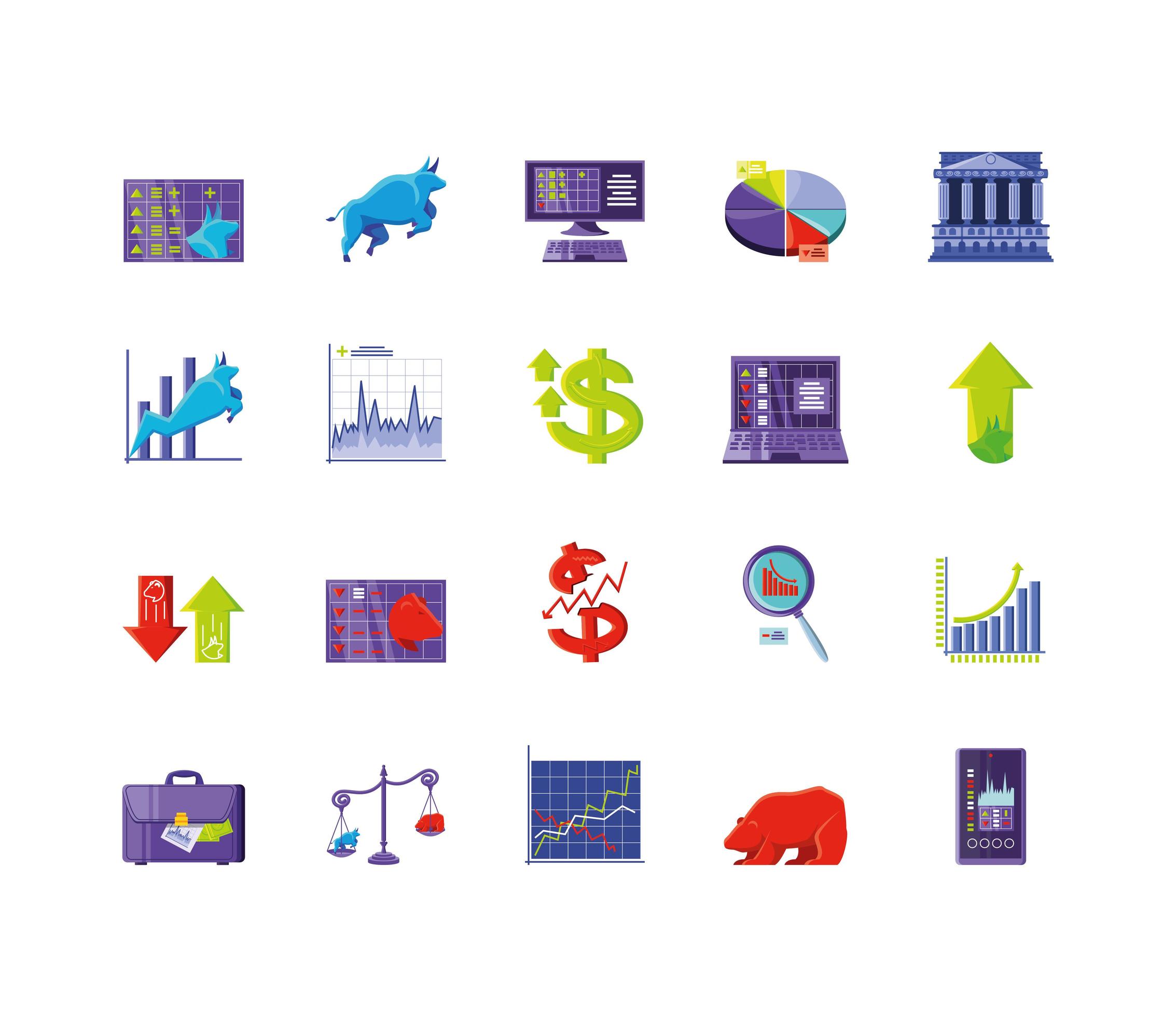 Stock market icons collection 1248711 Vector Art at Vecteezy