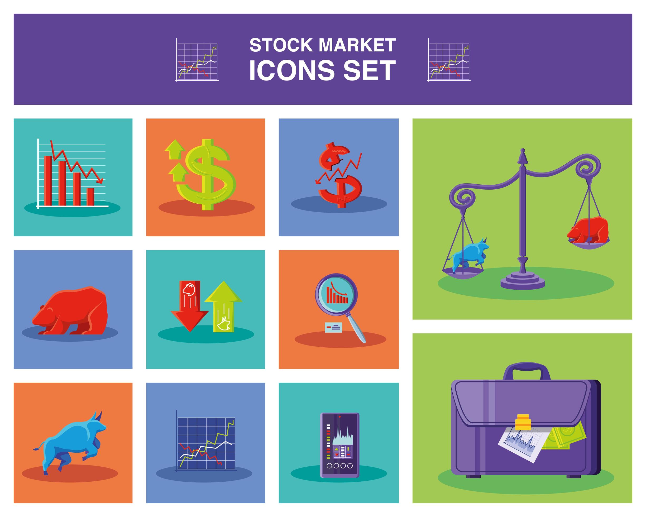 Modern icons set of stock market 1248733 Vector Art at Vecteezy