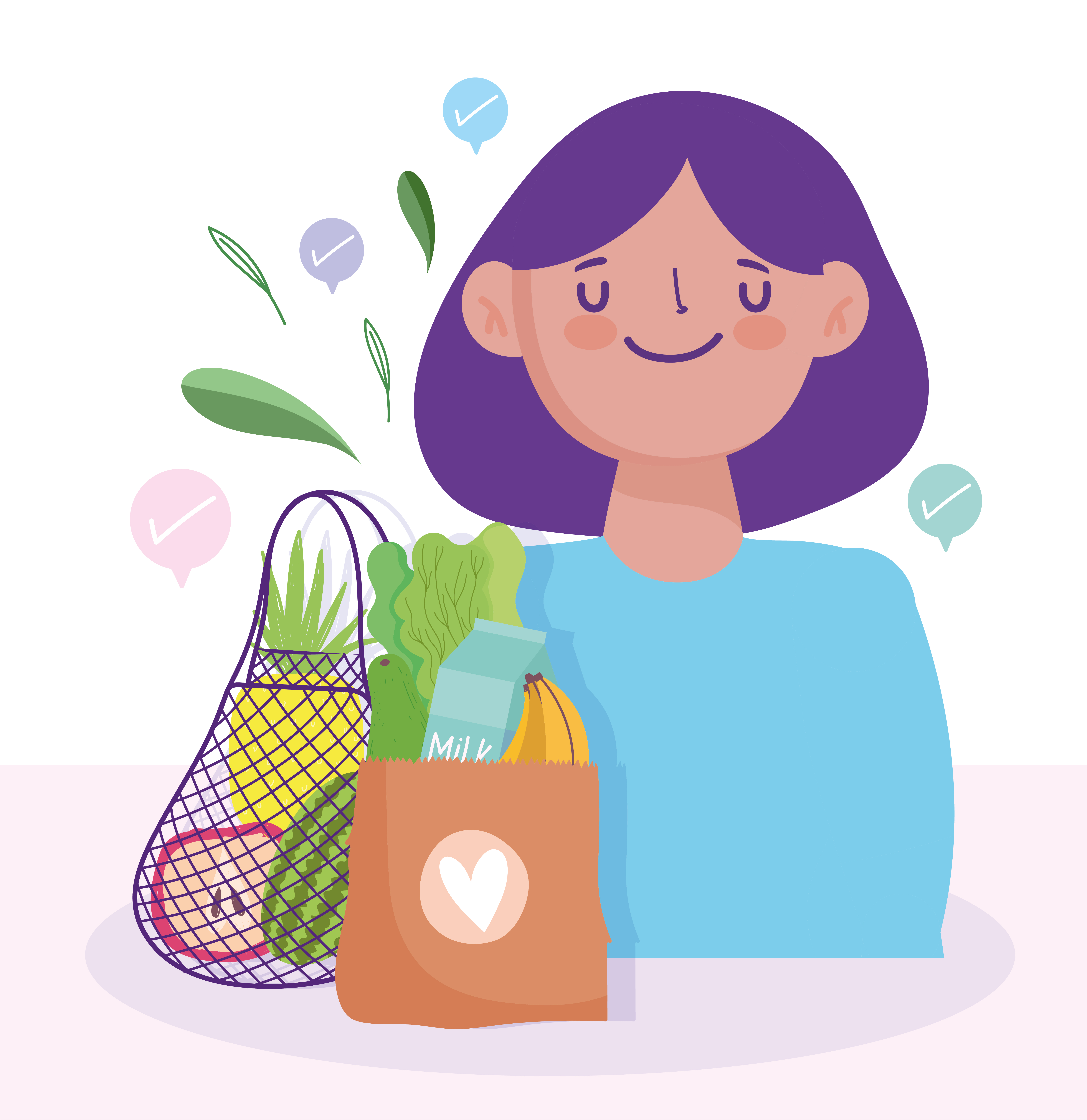 Woman With Bags Of Groceries 1254562 Vector Art At Vecteezy