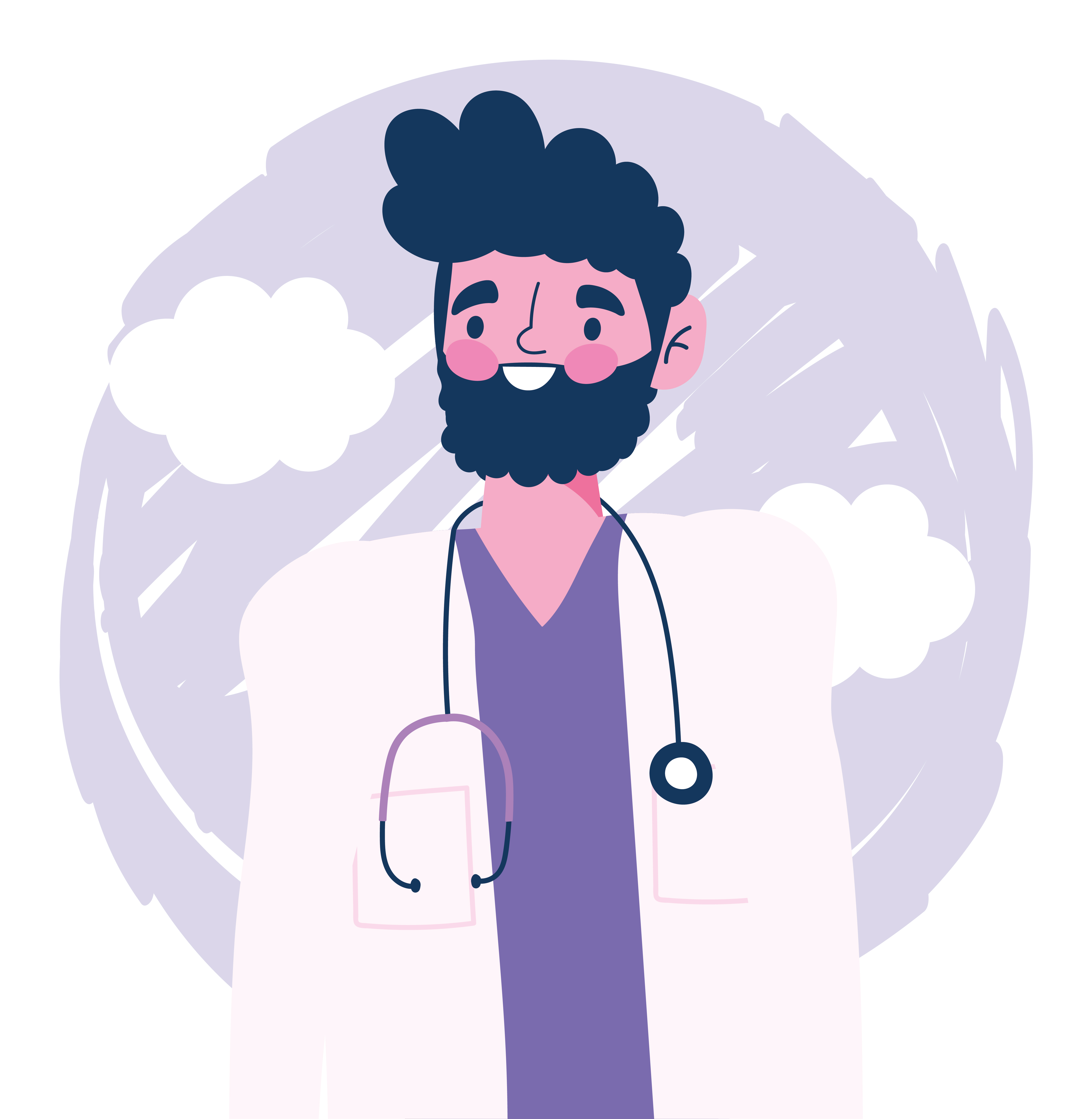 Male Doctor Character With Stethoscope Avatar 1256946 Vector Art At