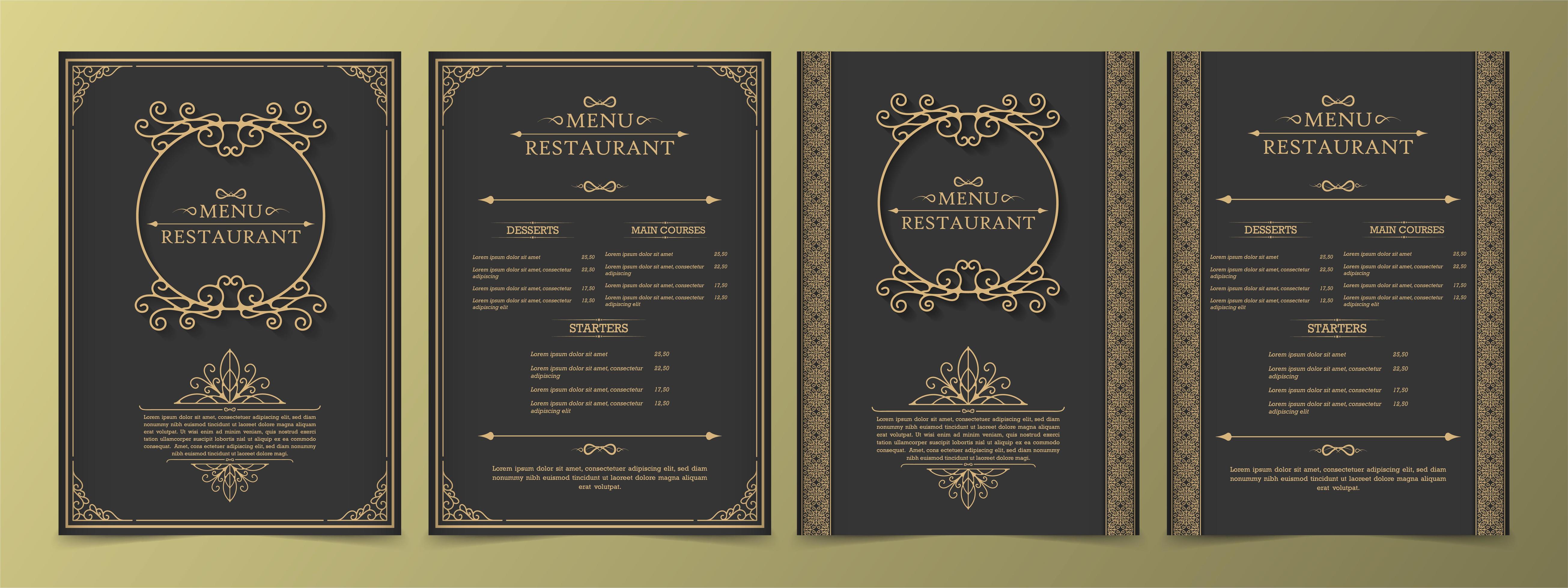 Menu set with ornamental elements and frames 1259311 Vector Art at Vecteezy