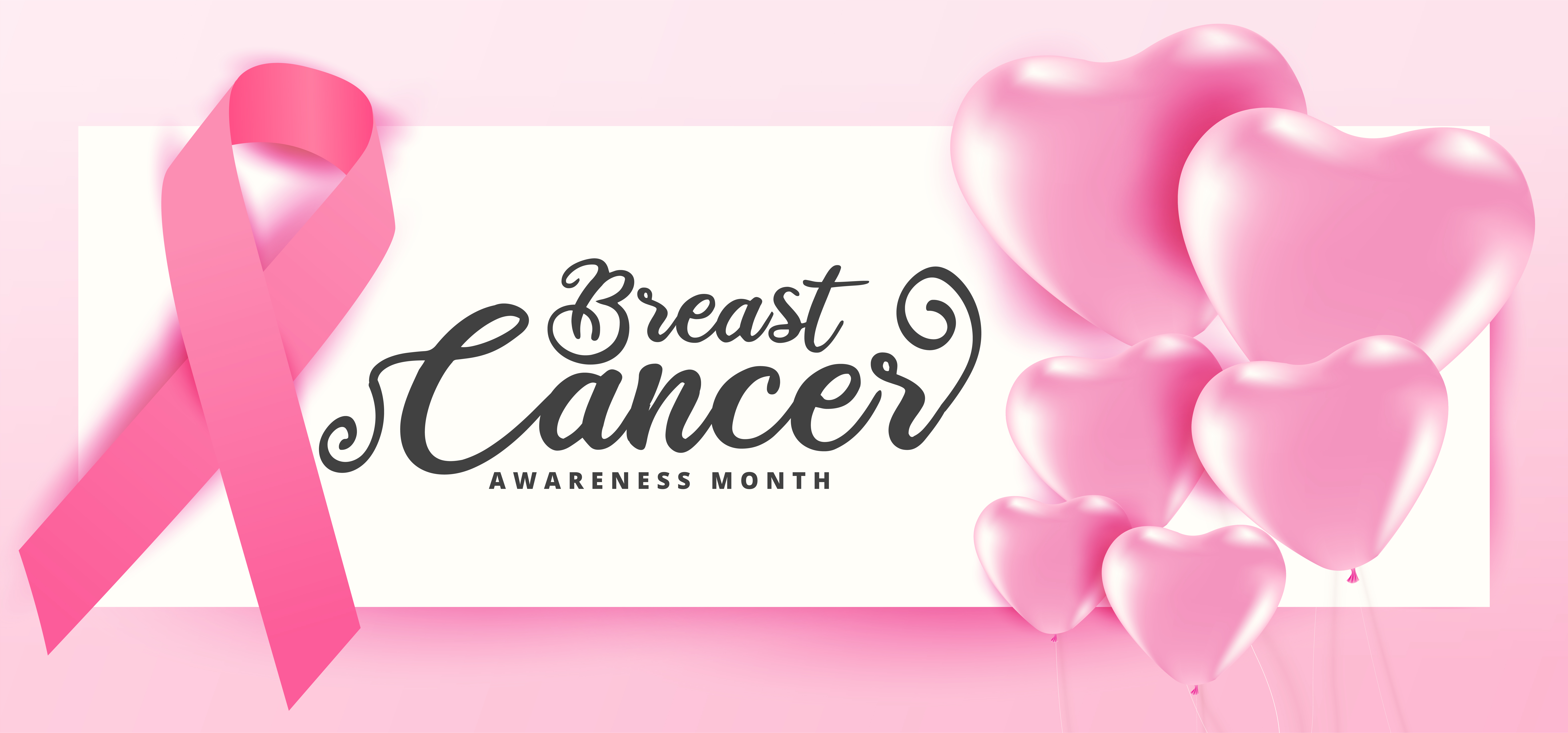 Breast Cancer Awareness Card With Shiny Balloons And Ribbon 1260899