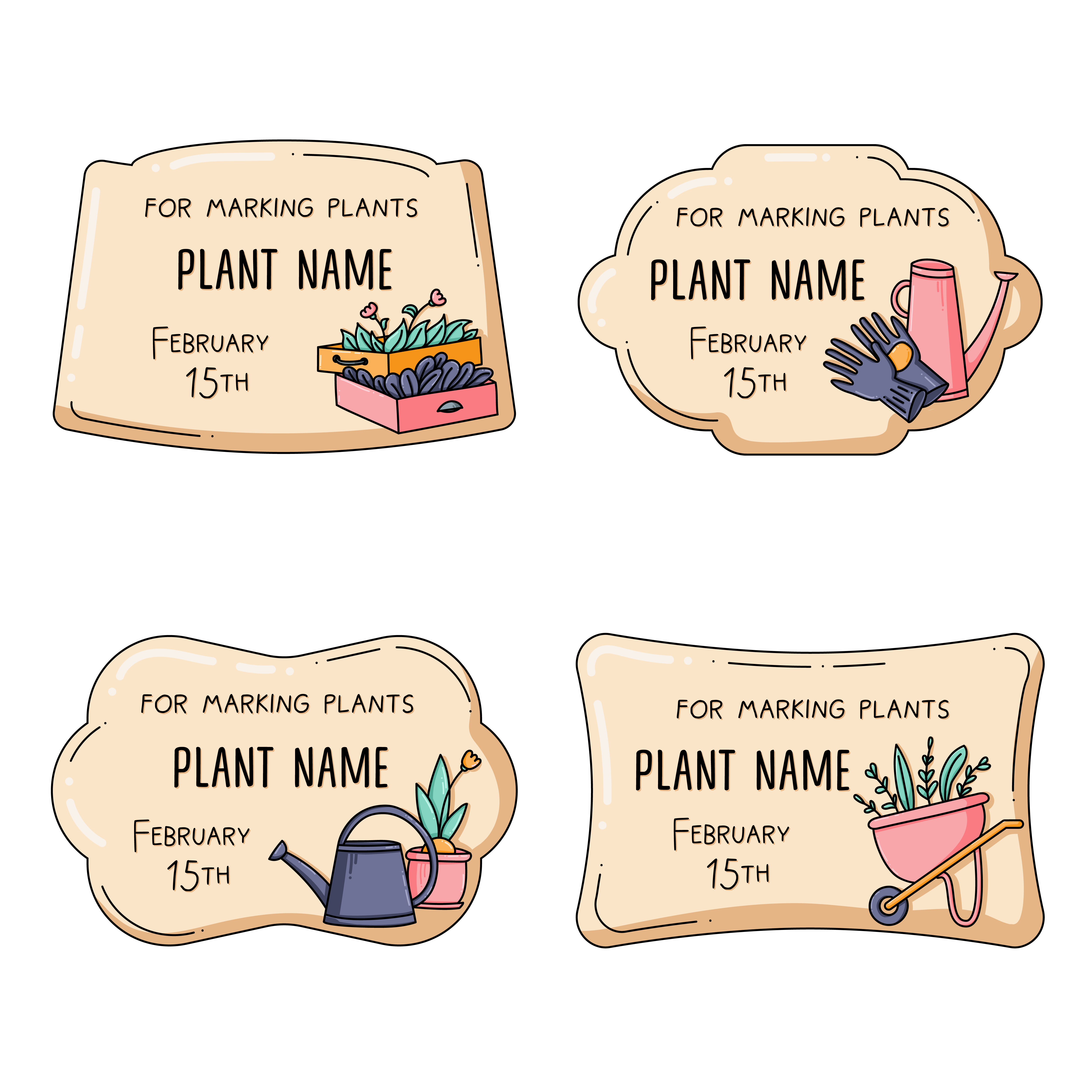 Conjunto de etiquetas de plantas para jardinería y cultivo. 1263794 ...