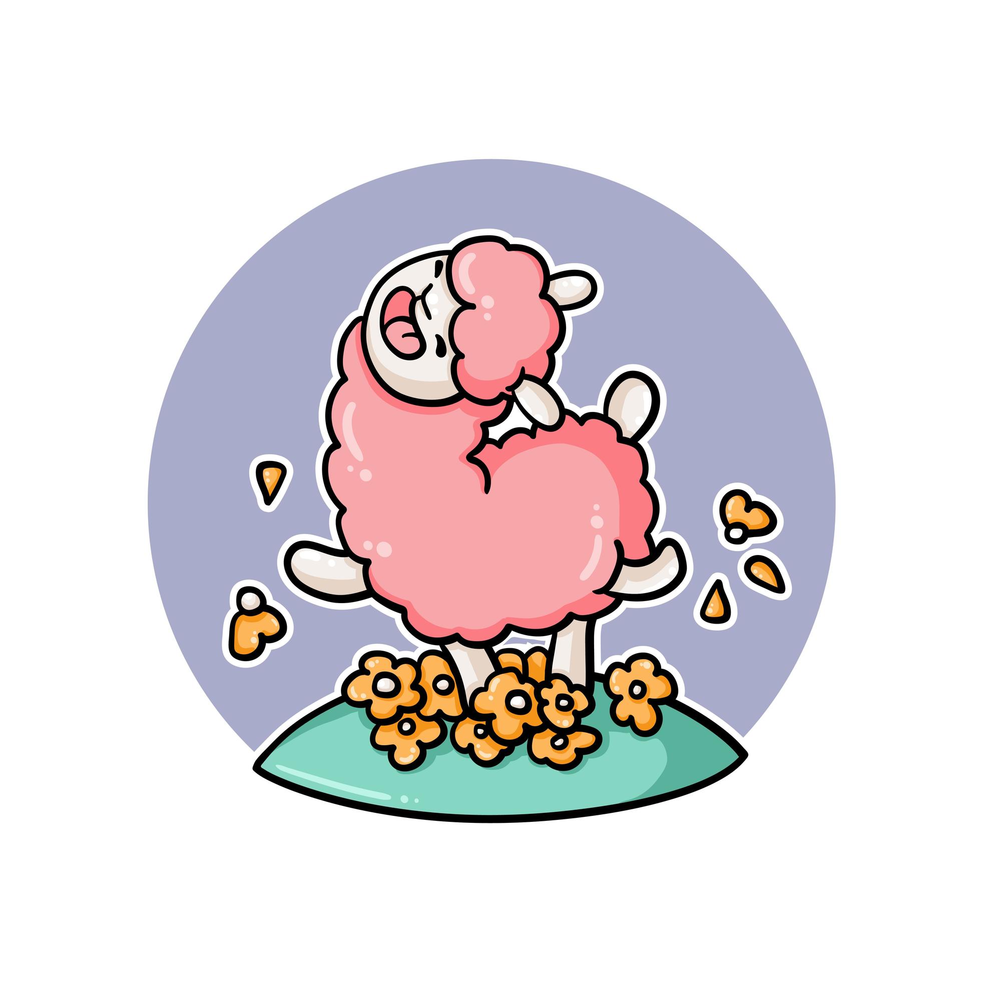 Cute llama playing with flowers outdoors 1263848 Vector Art at Vecteezy