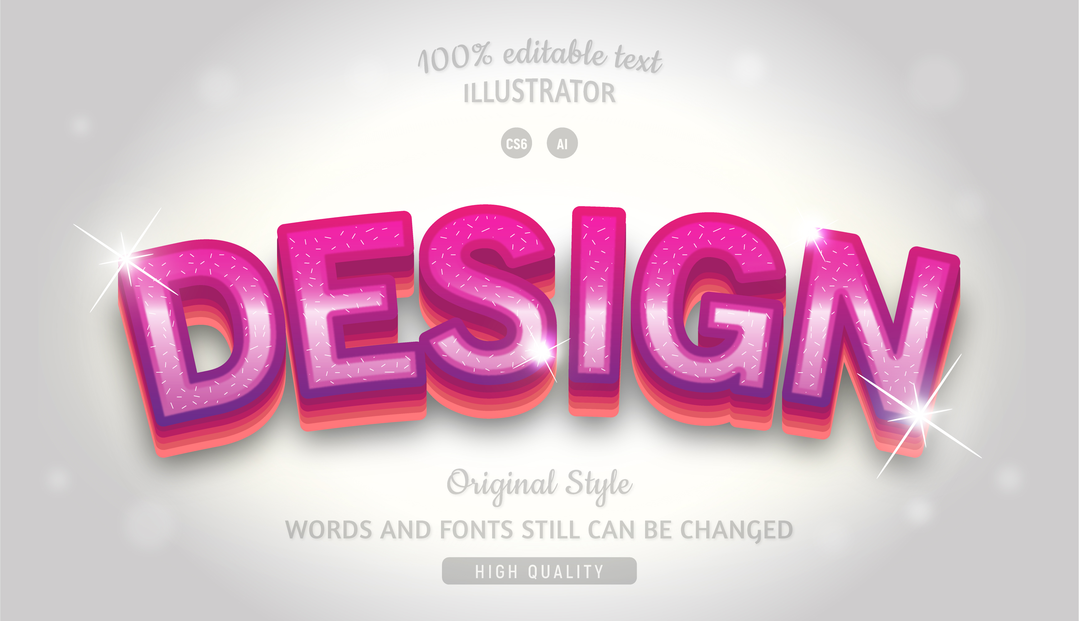 Editable gradient layered text style with sparkles 1265865 Vector Art ...