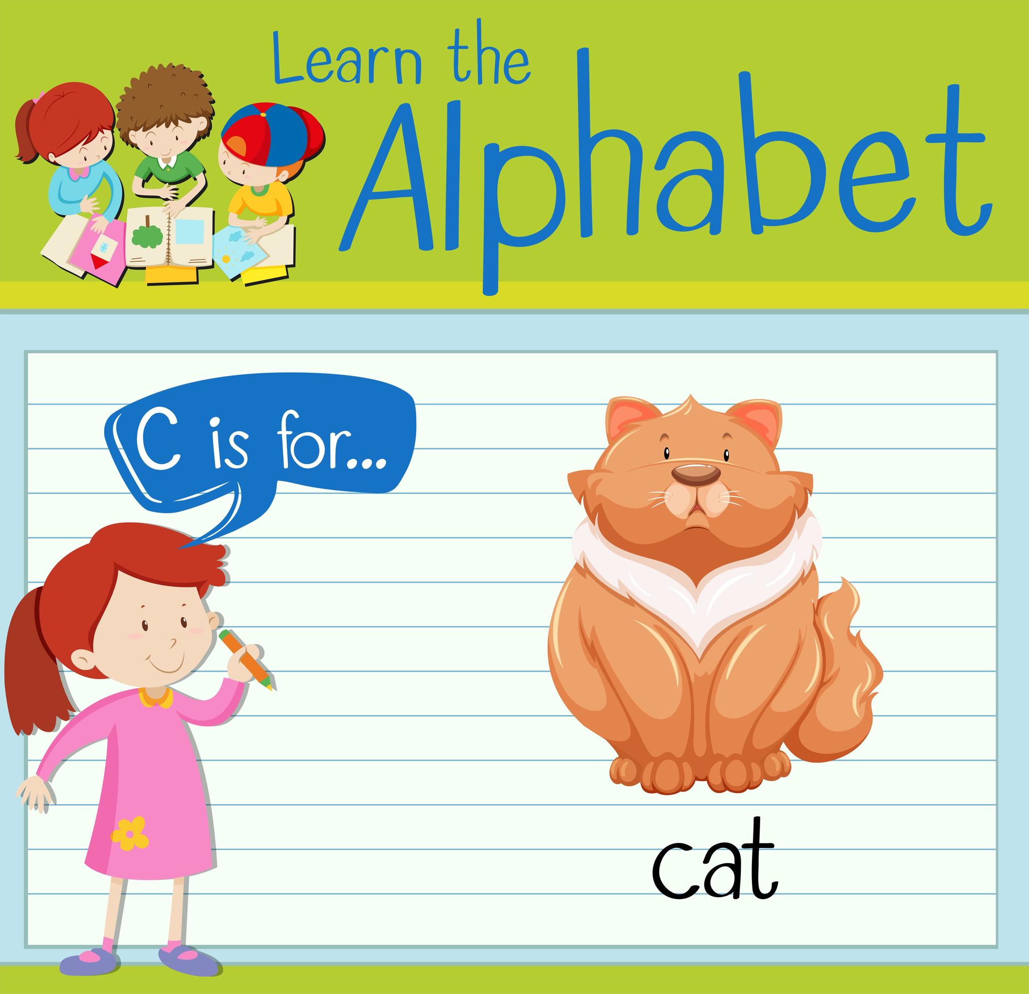 Flashcard alphabet C is for cat template 1270507 Vector Art at Vecteezy