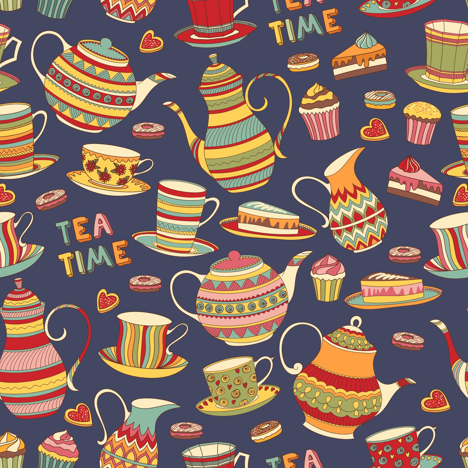 Tea Time Pattern 1271988 Vector Art at Vecteezy