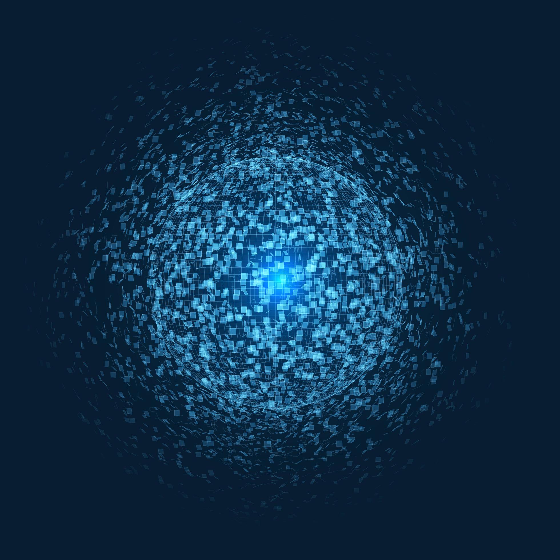 Exploding sphere with blue dots. 1307930 Vector Art at Vecteezy