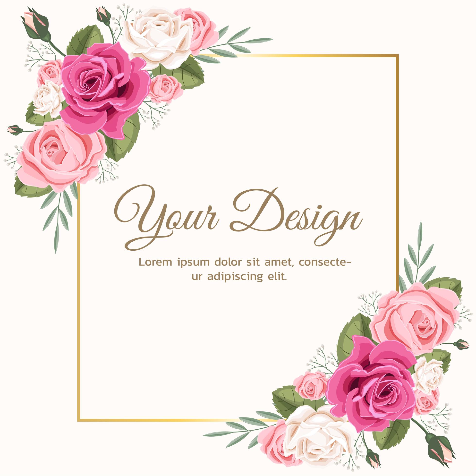 Pink Floral Rose Wedding Invitation 1308988 Vector Art at Vecteezy
