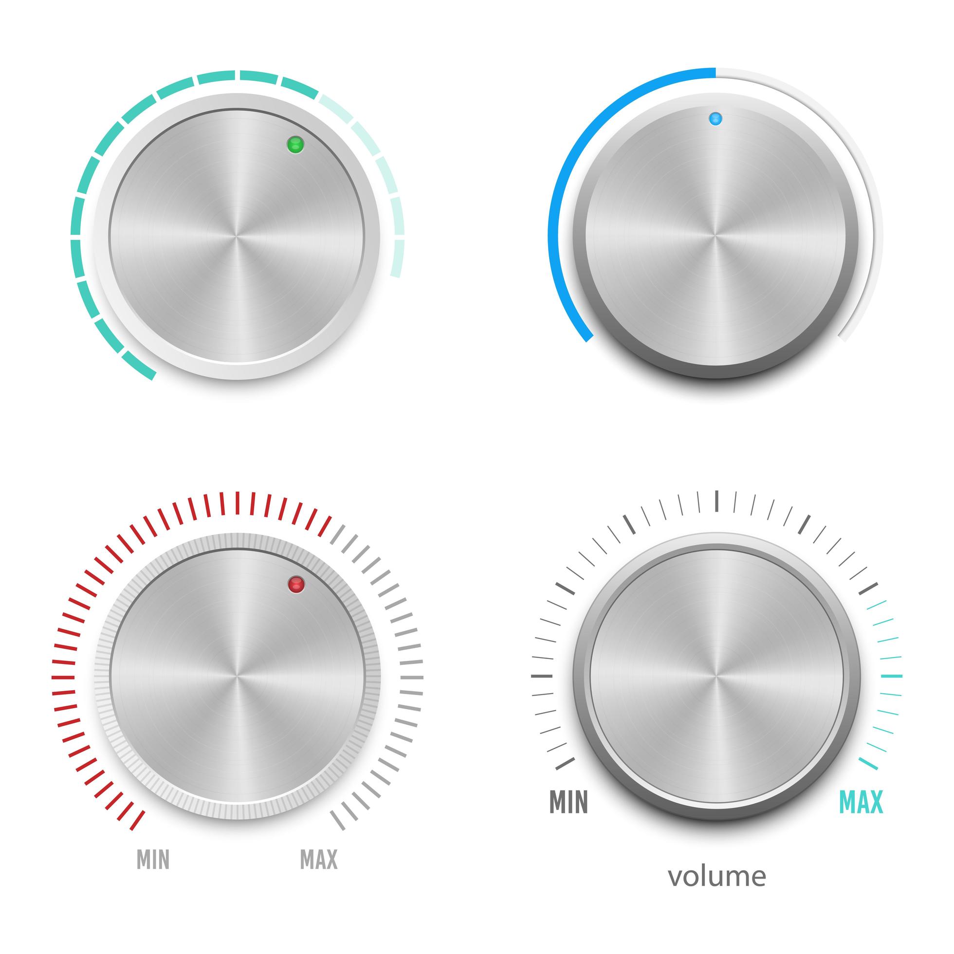 Metallic volume button set on white 1314120 Vector Art at Vecteezy