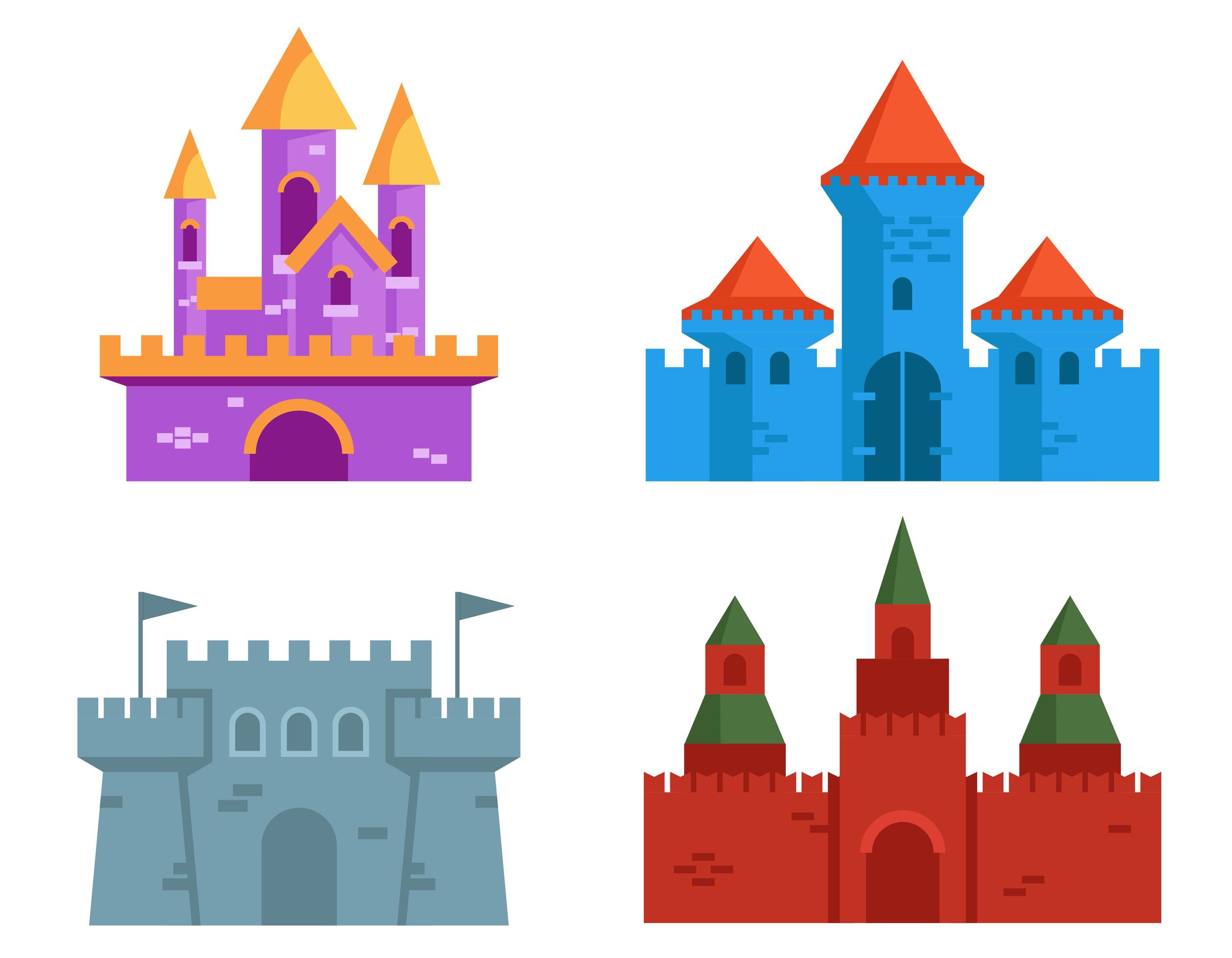 Set of different castles. 1339100 Vector Art at Vecteezy
