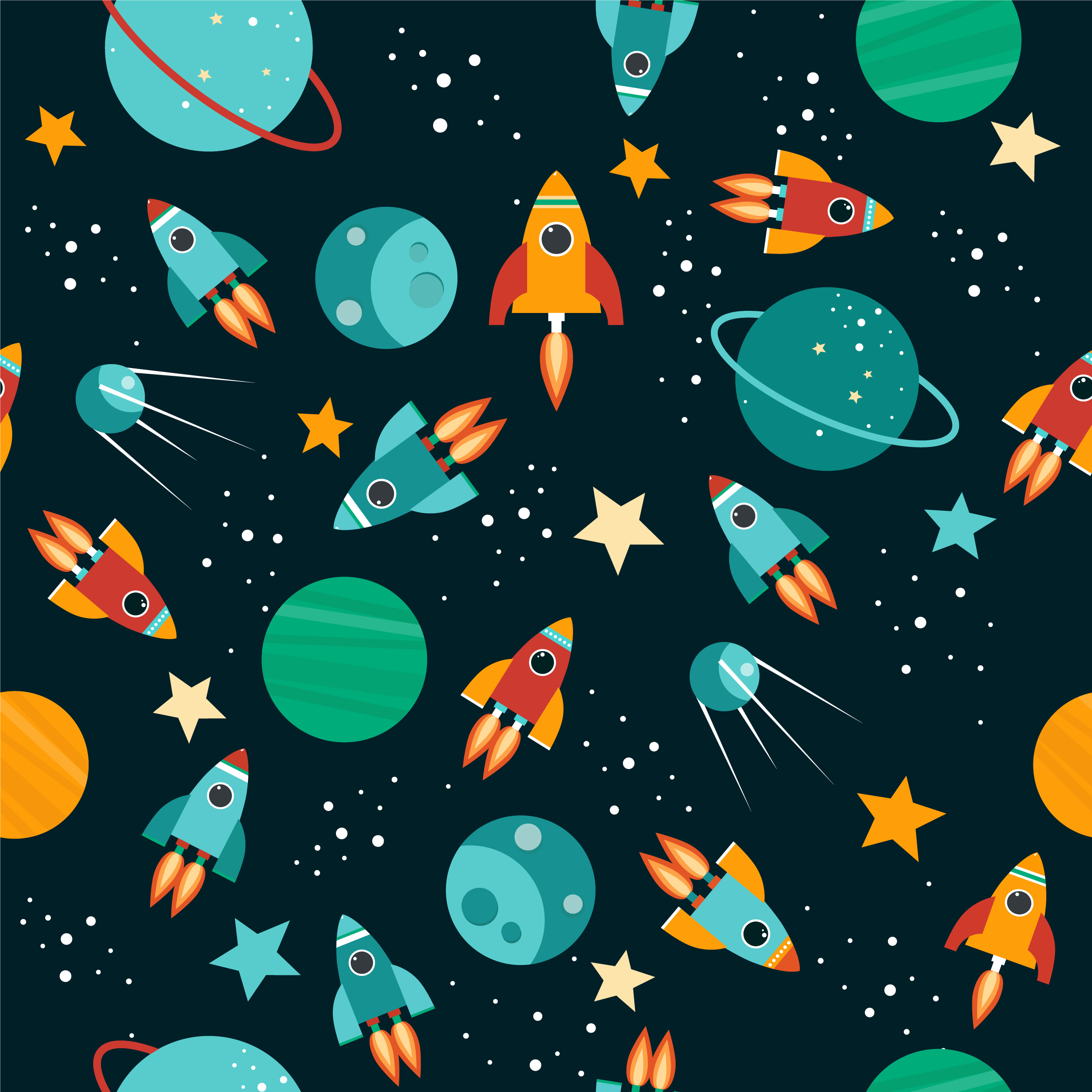 Seamless cartoon space pattern 1339316 Vector Art at Vecteezy