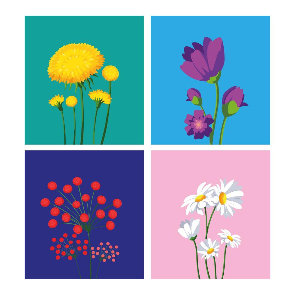 Set of beautiful spring flowers 1339693 Vector Art at Vecteezy