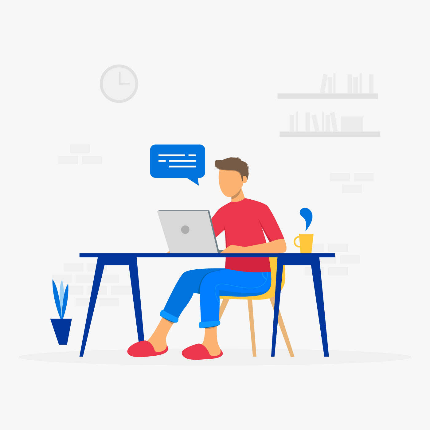 Man working at home using laptop 1340138 Vector Art at Vecteezy Man working at home using laptop 1340138 Vector Art at Vecteezy