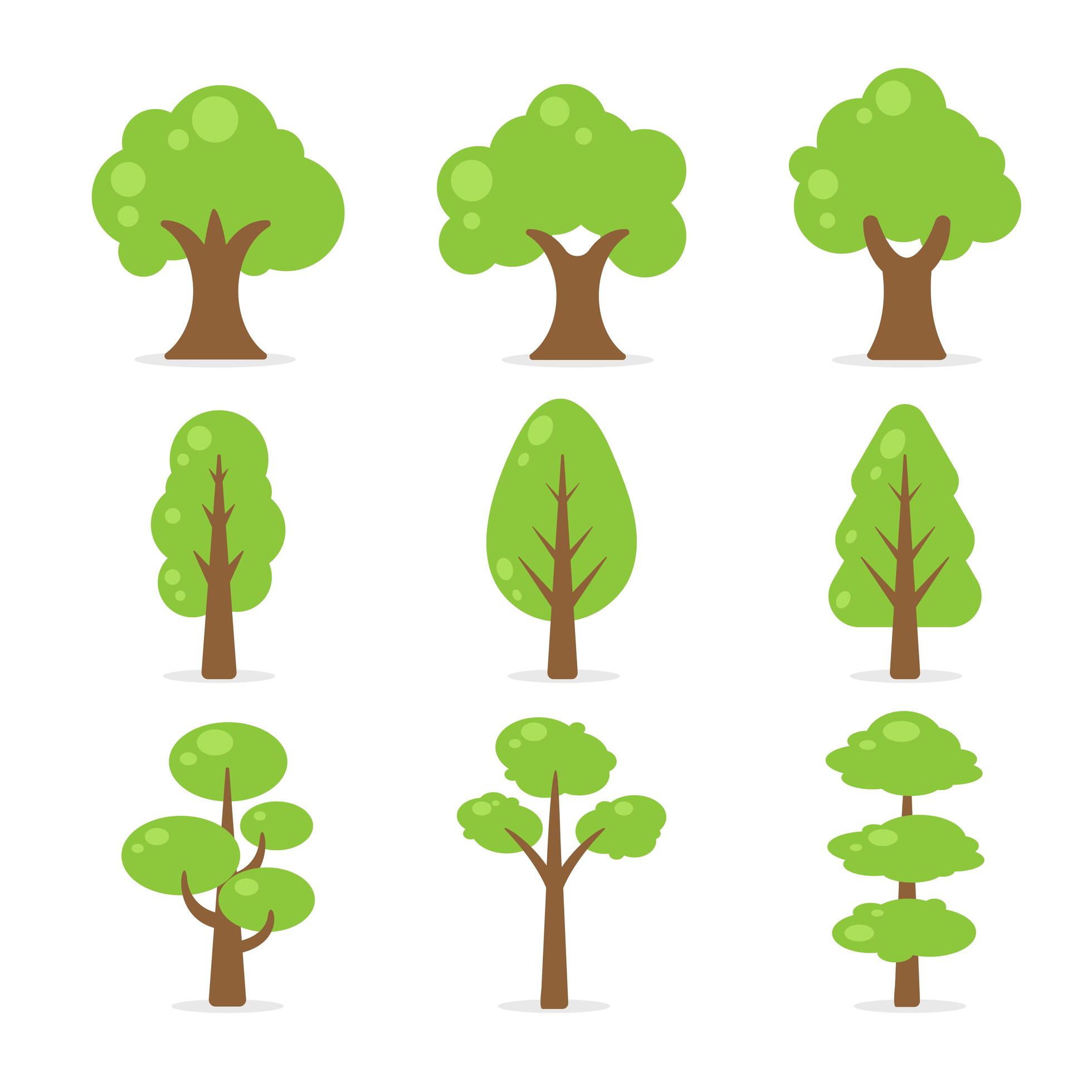Flat tree collection 1340337 Vector Art at Vecteezy