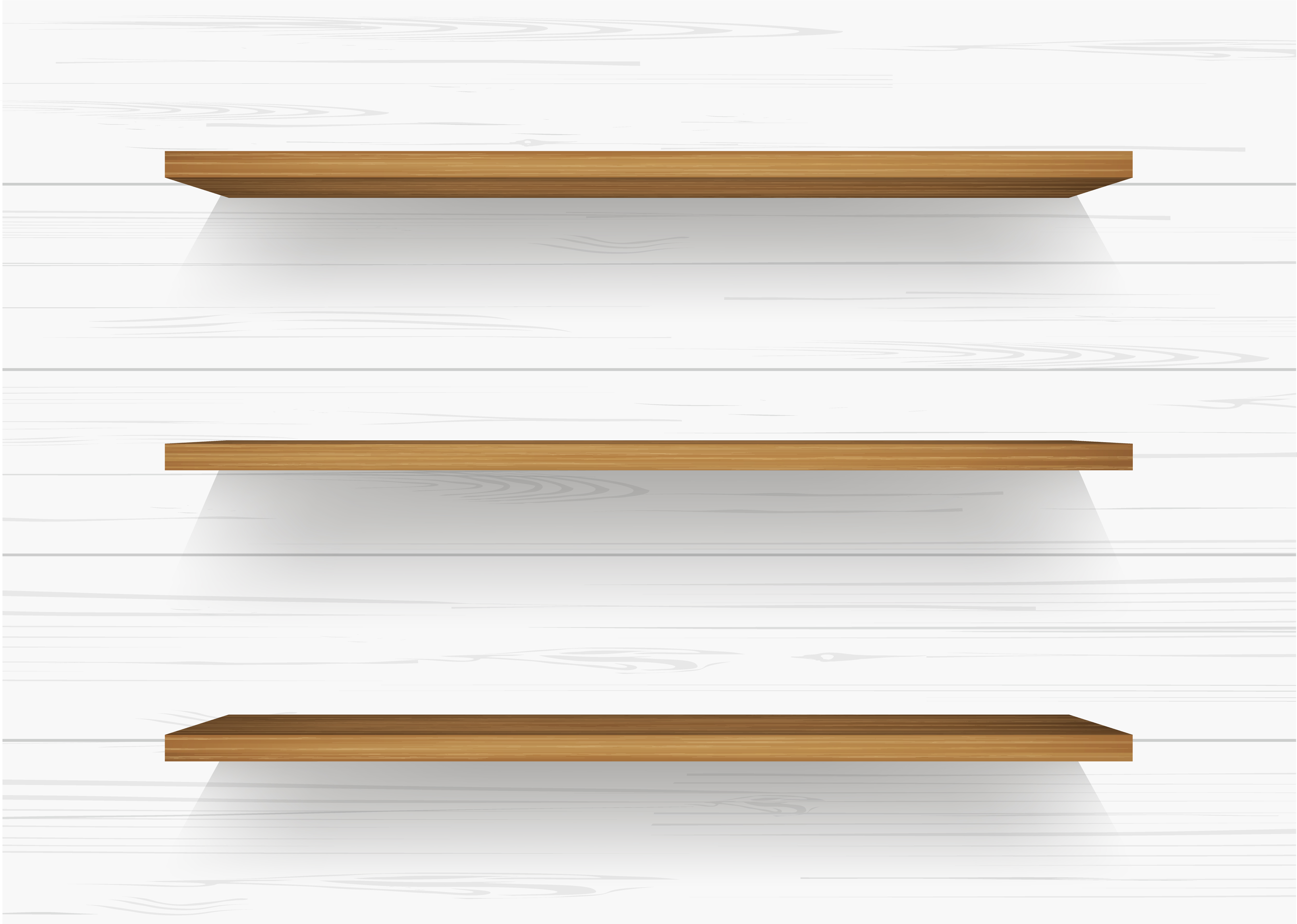Wooden shelves on white wooden wall with soft shadows 1343806 Vector ...