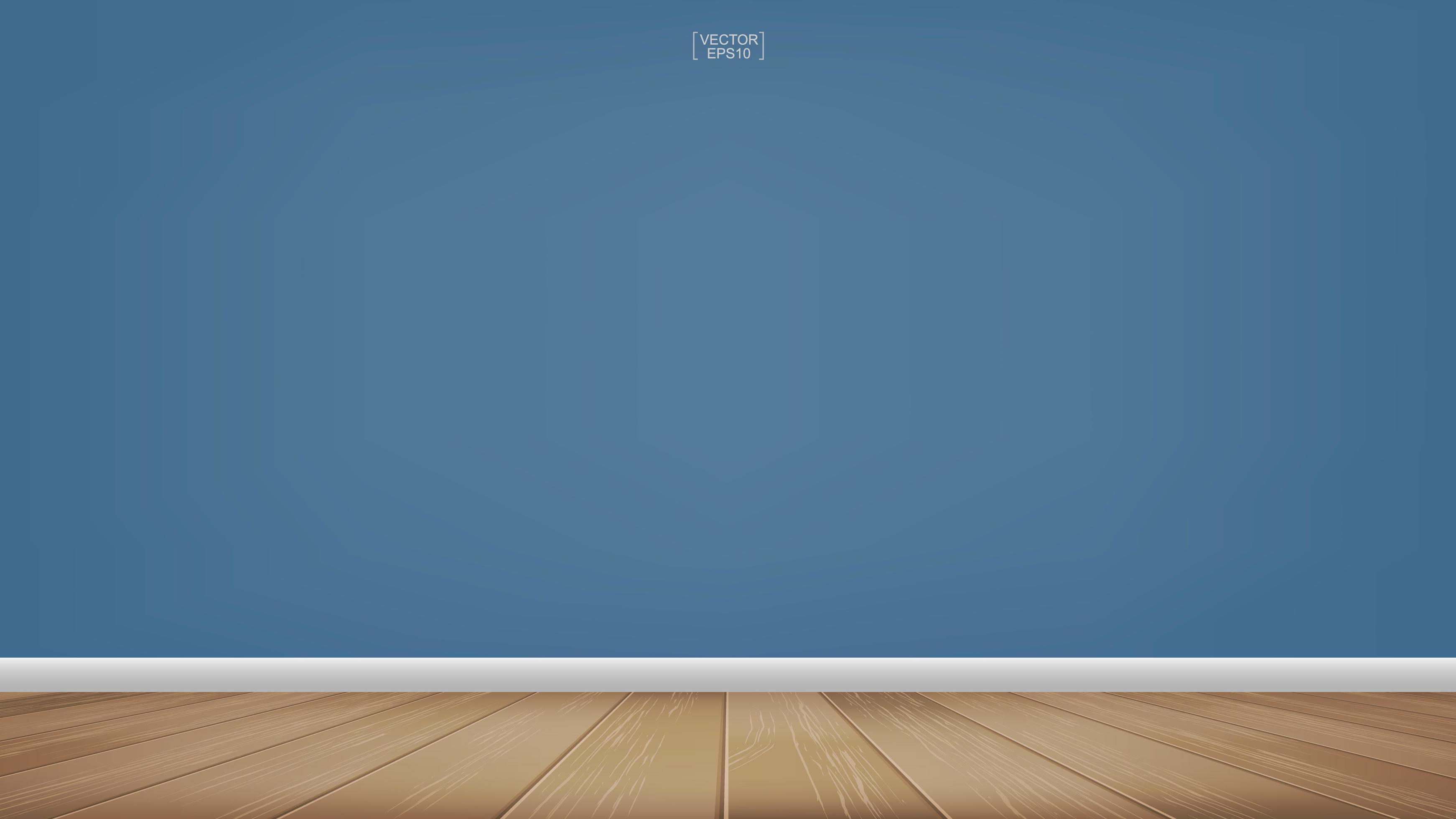 Empty wooden room space with blue wall 1343863 Vector Art at Vecteezy