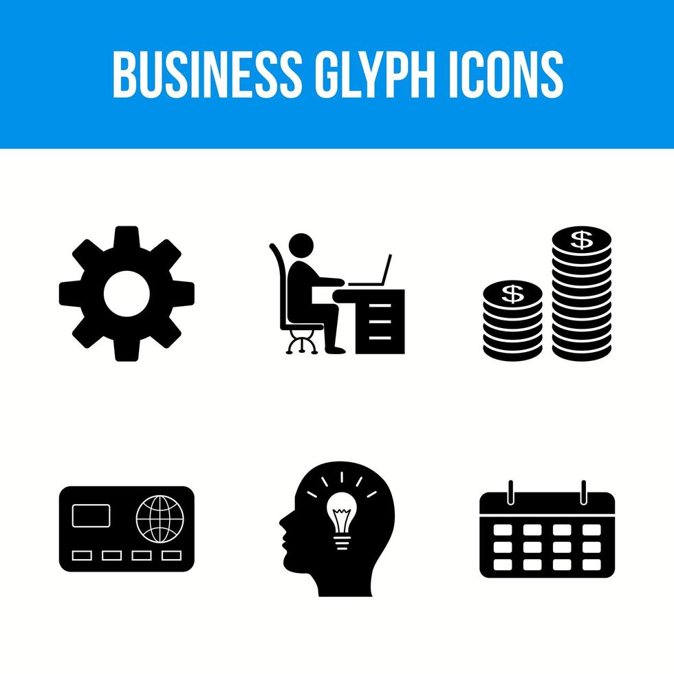 6 business glyph icon set 1349180 Vector Art at Vecteezy