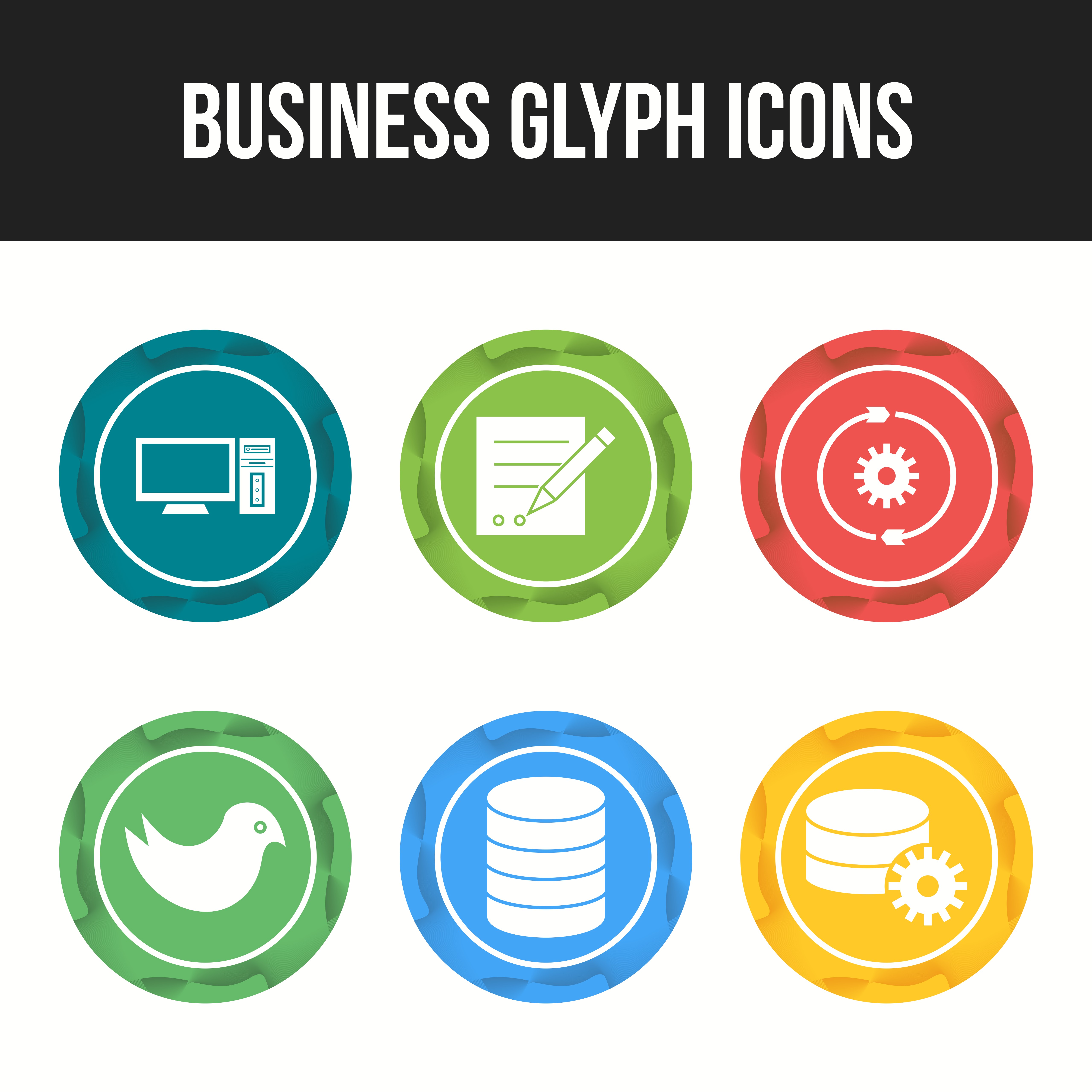 Business circular glyph icons 1367369 Vector Art at Vecteezy