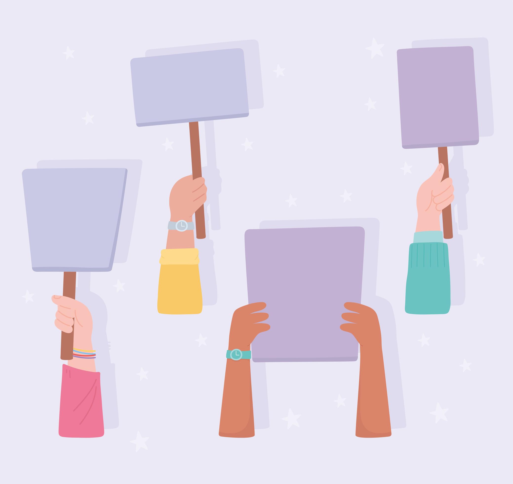 Set Of Hands Holding Protest Signs 1370018 Vector Art At Vecteezy