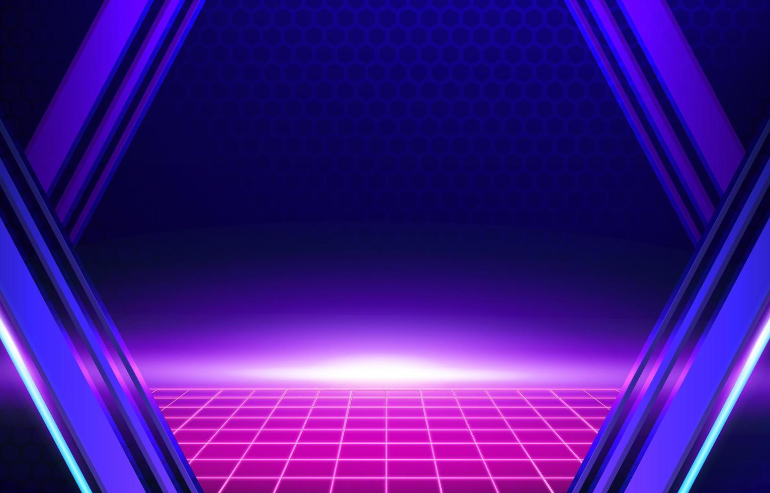 Luz De Estilo Cyberpunk Violeta En El Horizonte De Fondo De Neón