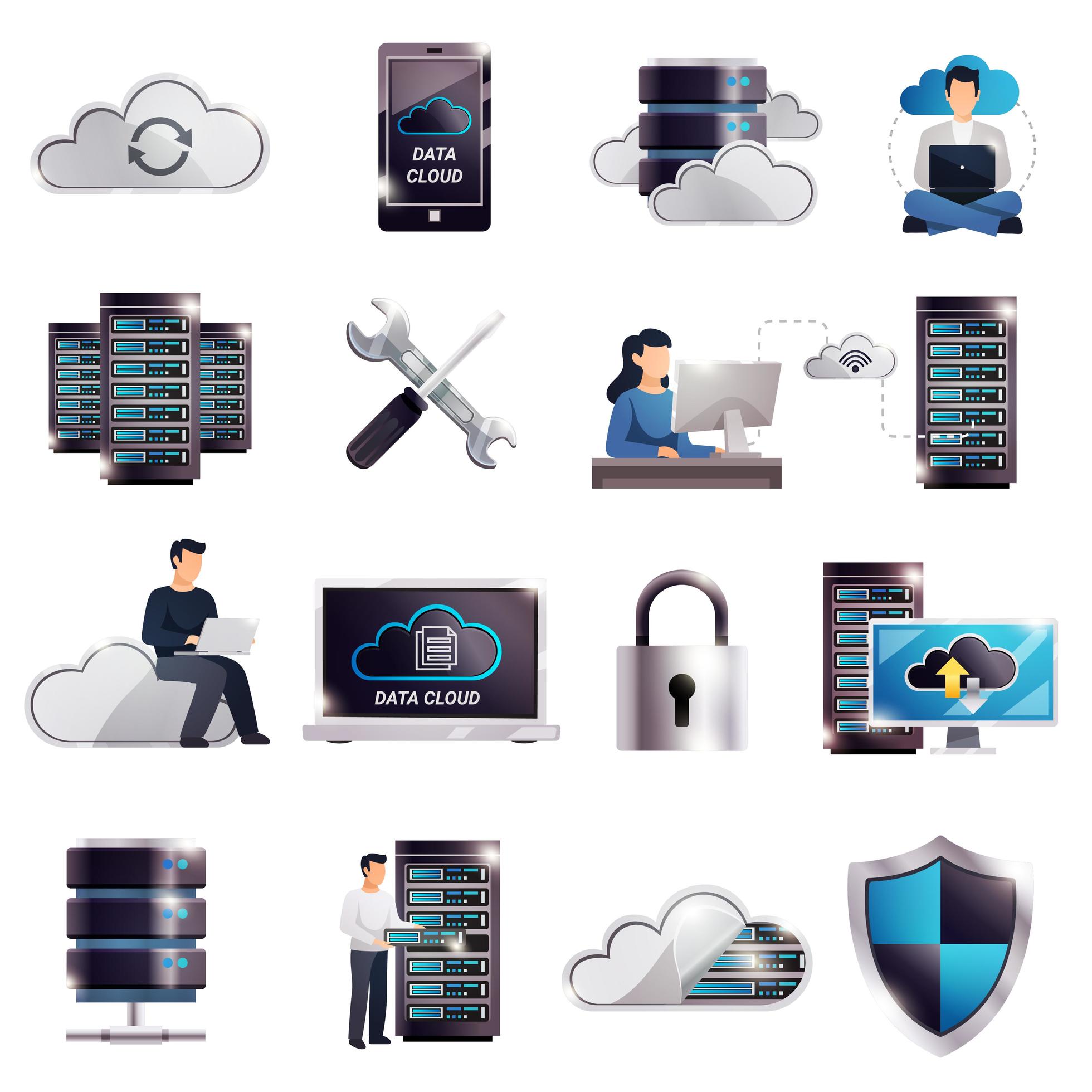 Datacenter Hosting Server Cloud Set 1391723 Vector Art At Vecteezy
