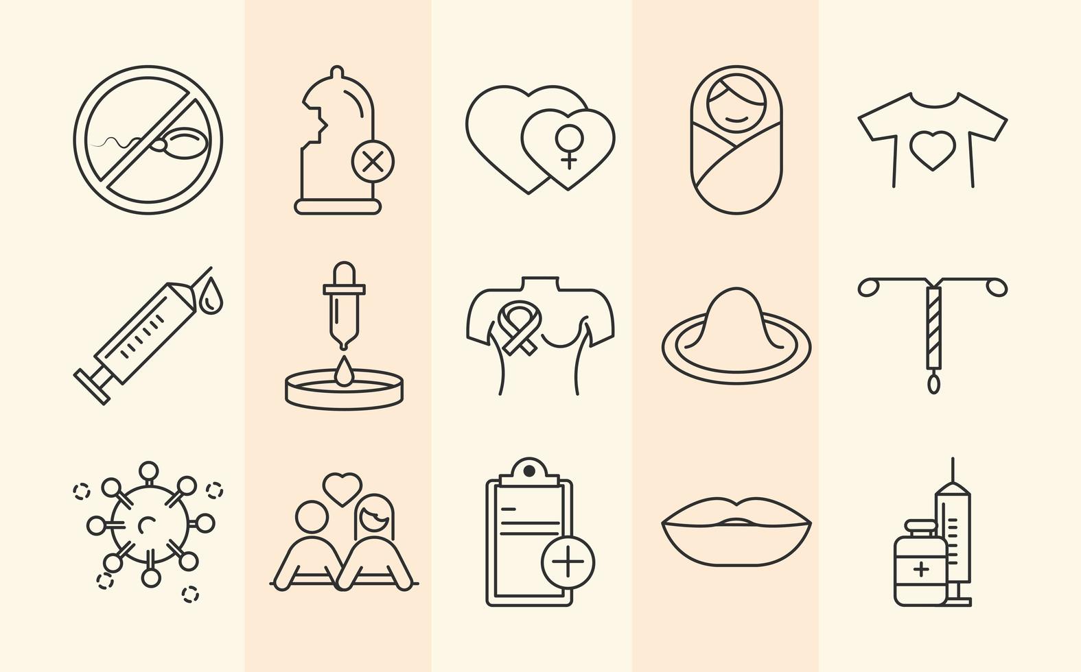 Sexual Health Awareness Medical Prevention Icons 1392062 Vector Art At
