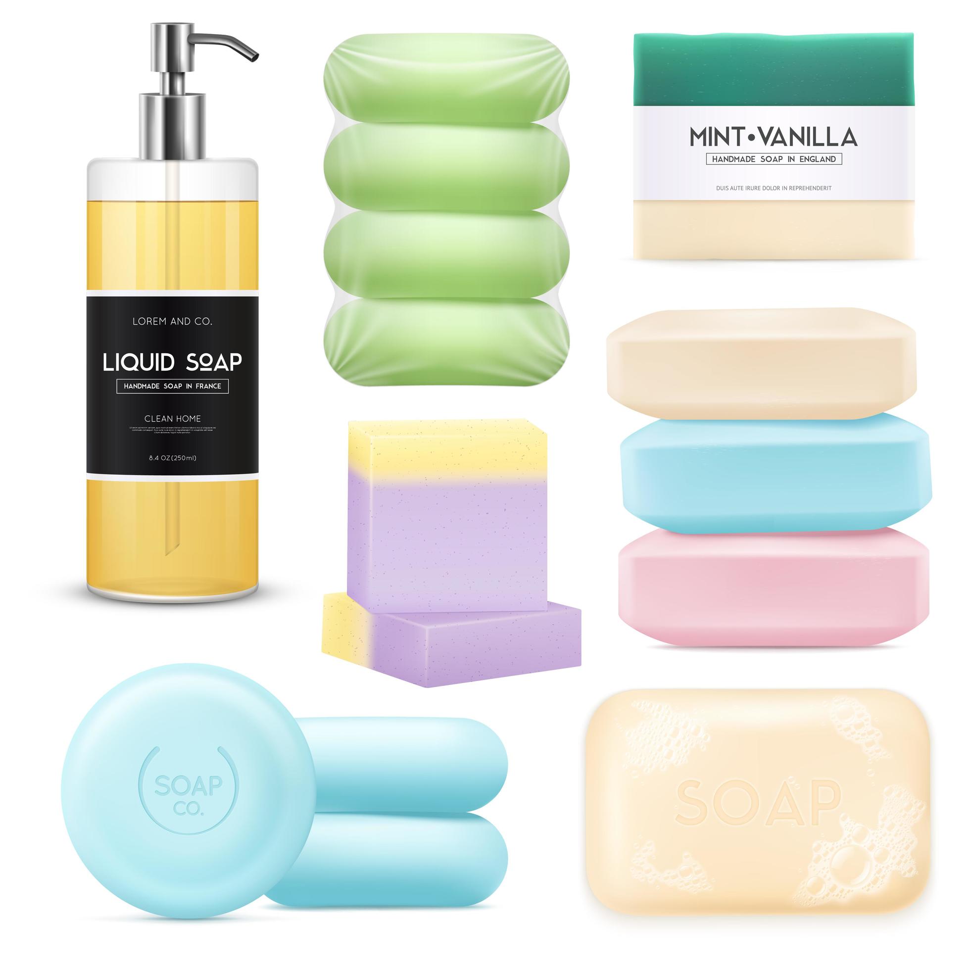 Realistic Soap Set 1393439 Vector Art At Vecteezy