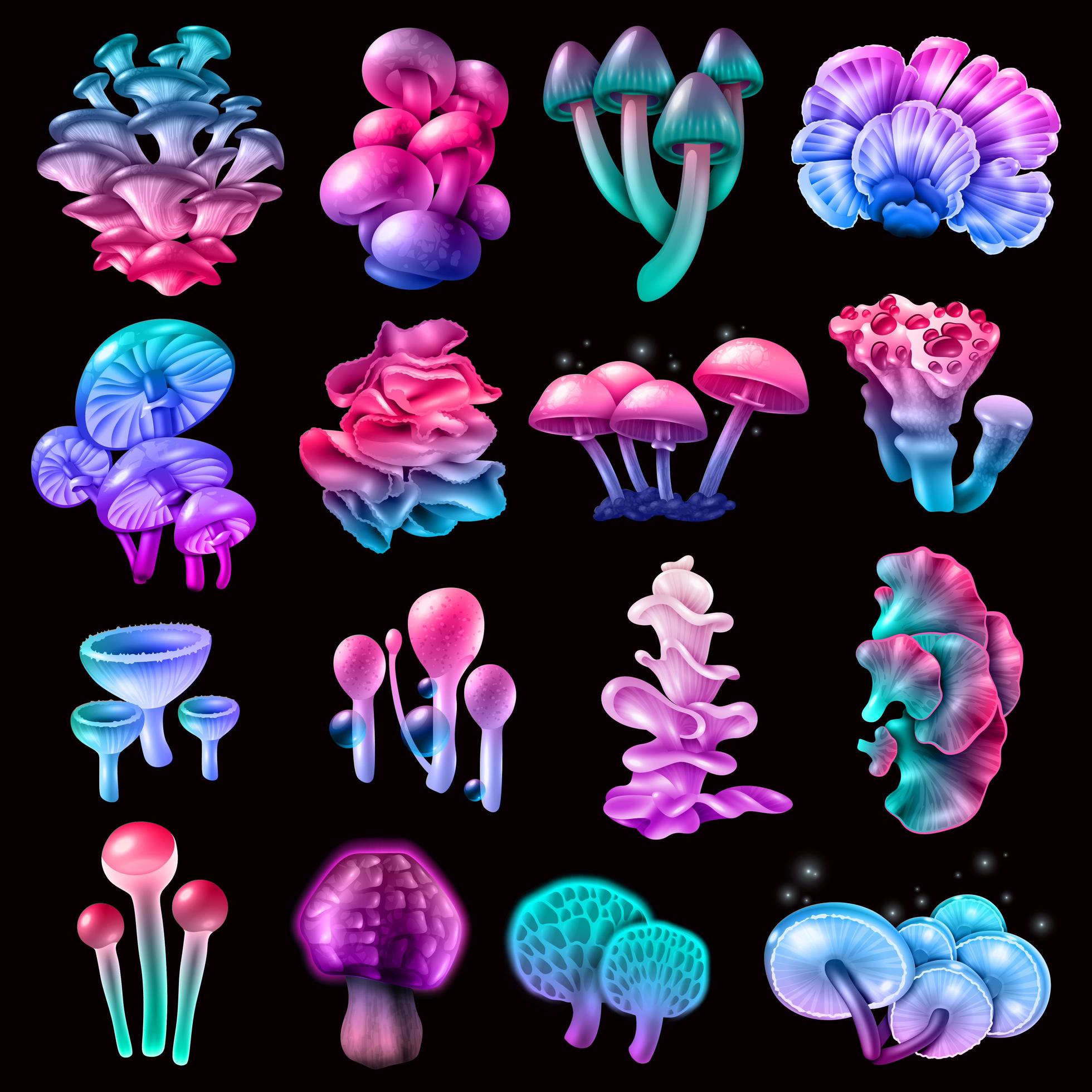 Magic Mushroom Collection 1409363 Vector Art At Vecteezy